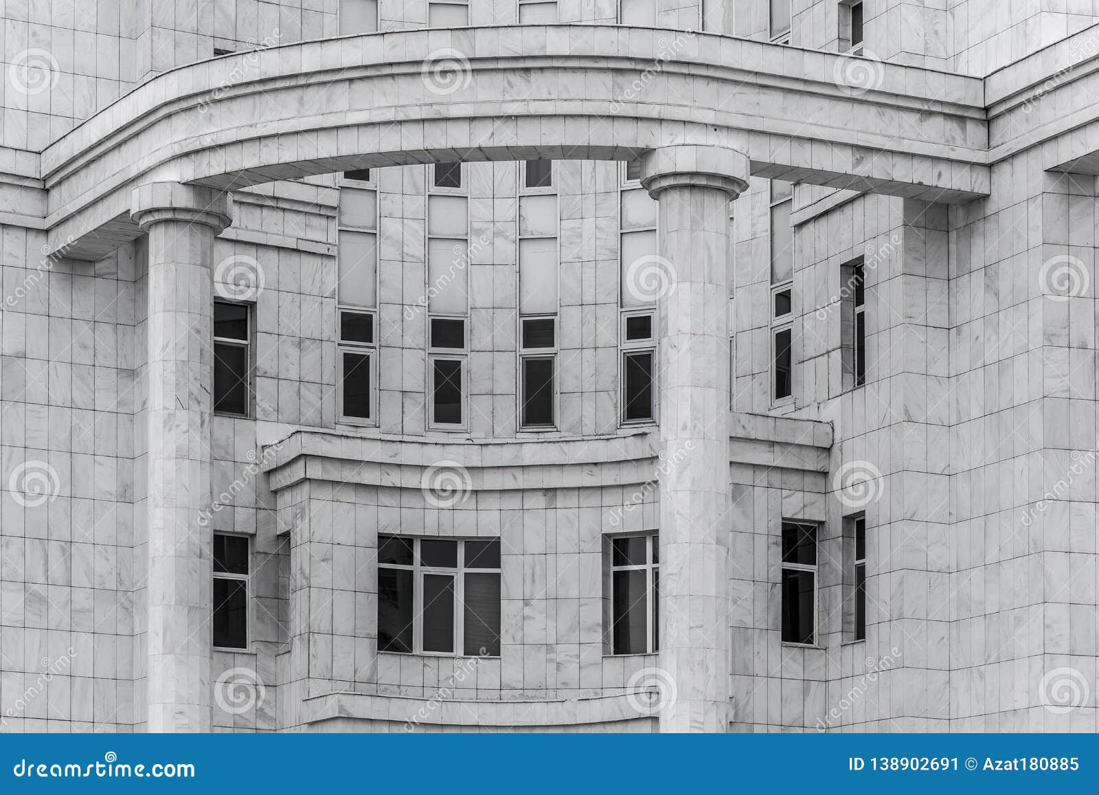 Beautiful High-rise Monumental Building Covered with Marble. Stock ...