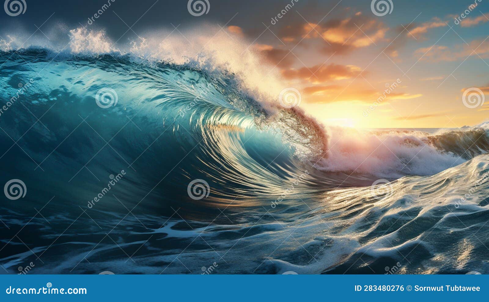 Beautiful High Sea Waves and Beautiful Sunlight, Side View, from ...