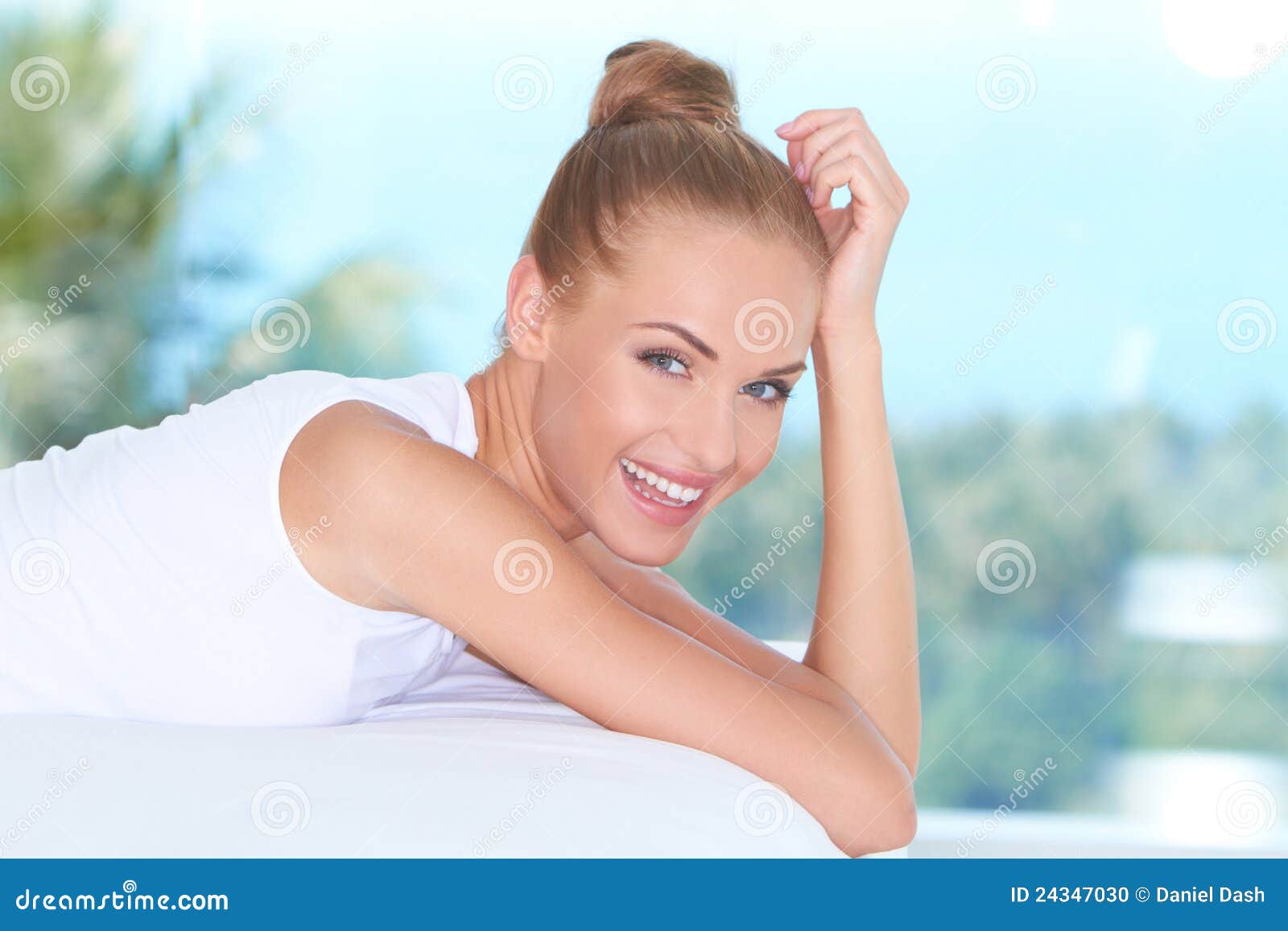 Beautiful High-spirited Woman Laughing Stock Photo - Image of happy ...