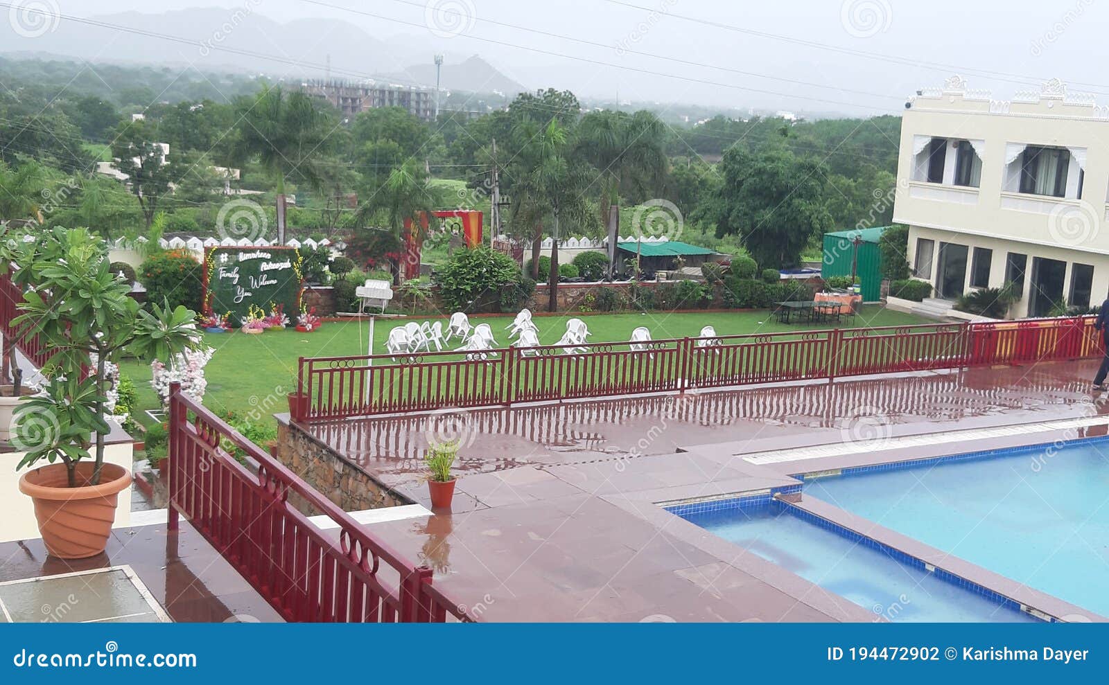 Beautiful Hill View from the Resort Having Swimming Pool Stock Photo ...