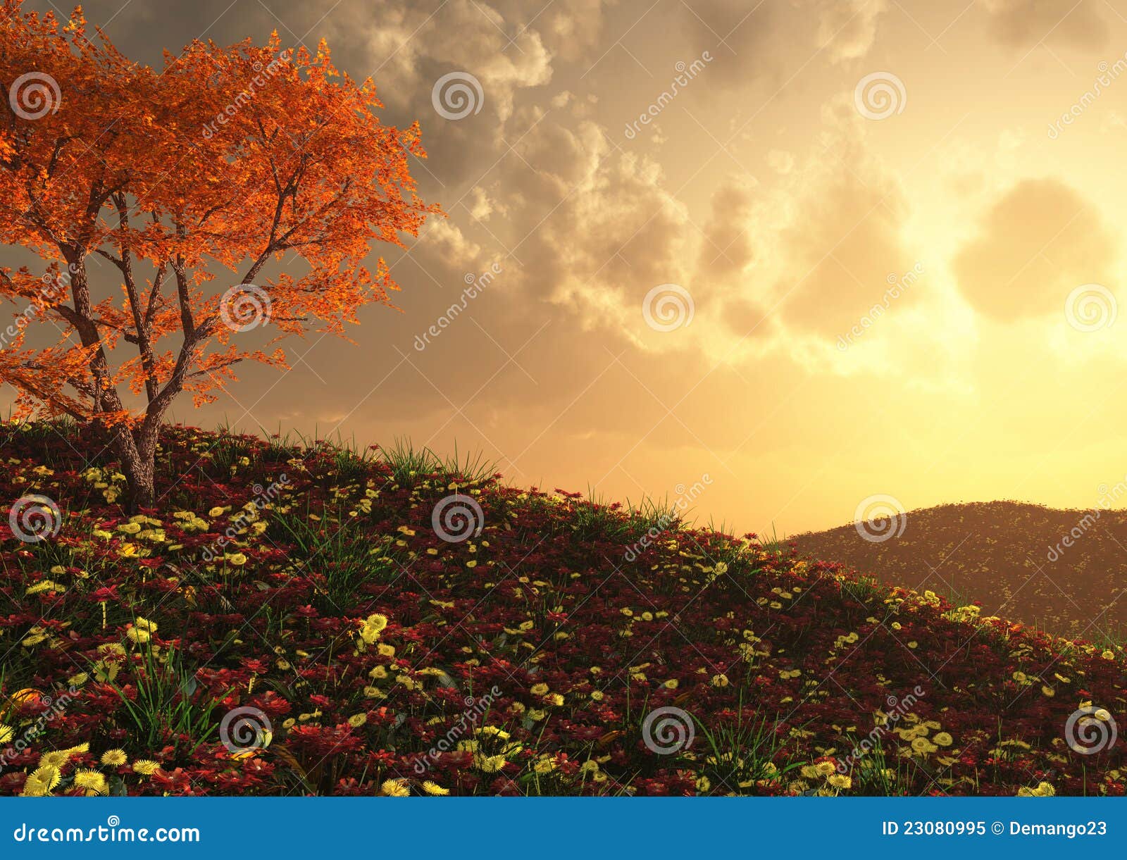A beautiful hillside view stock illustration. Illustration of hill ...