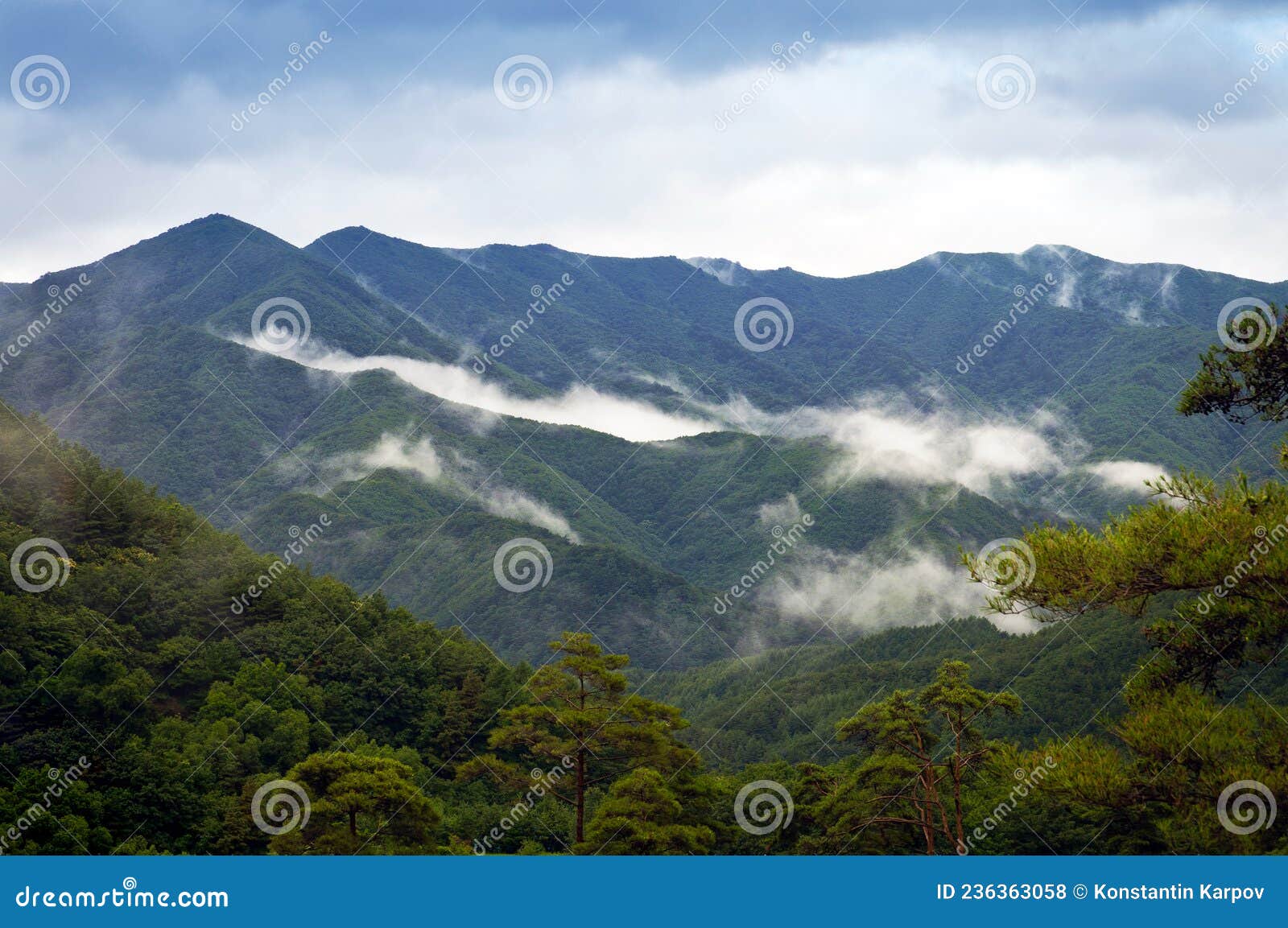 Beautiful Hilly Mountain Landscape on a Summer Day with Clouds Stock ...