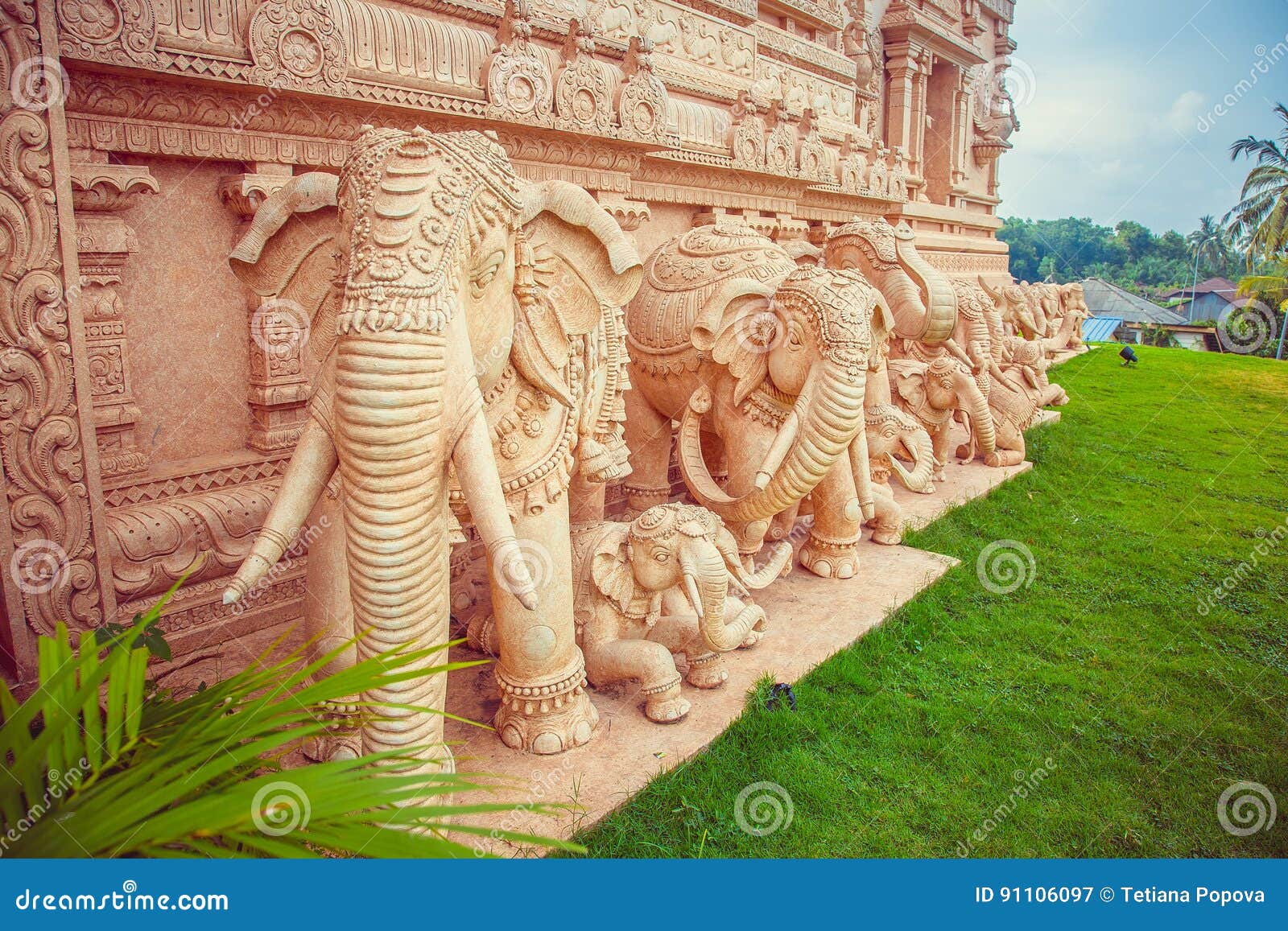 Beautiful Hindu God Lord Shiva Statue At The Top Of The Temple With ...