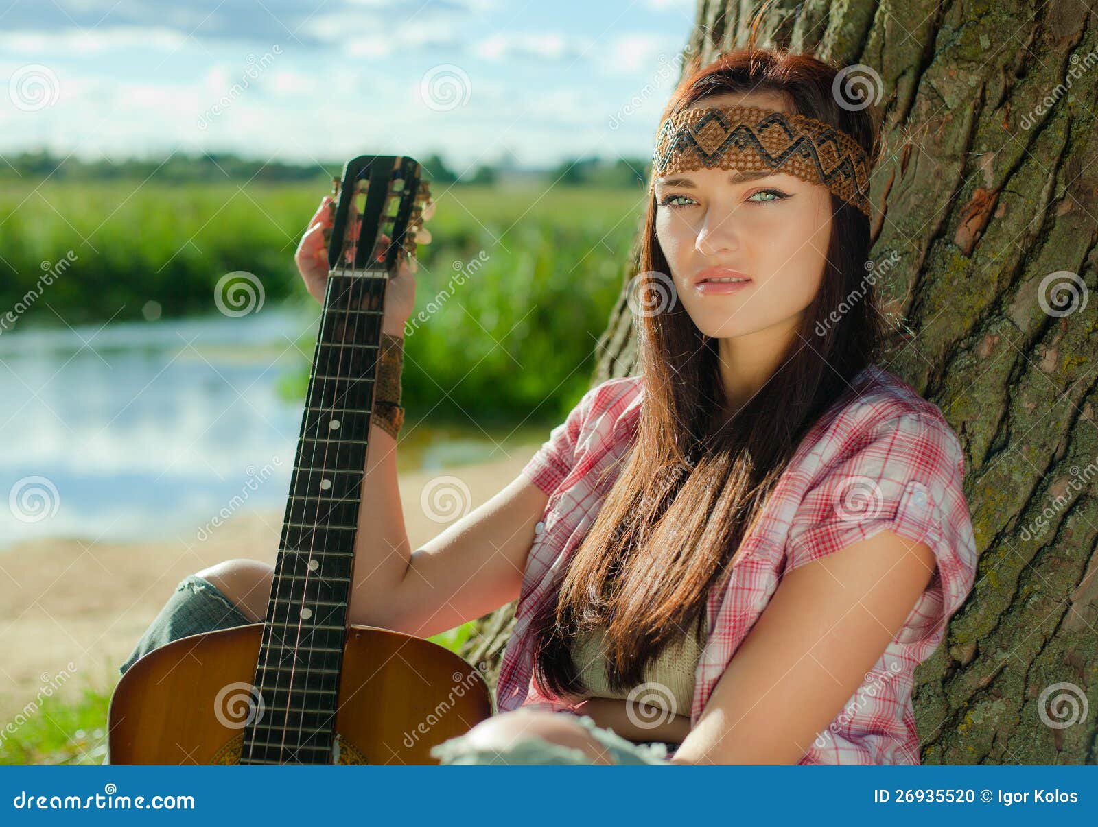 Beautiful hippie girl stock photo. Image of hair, grass - 26935520