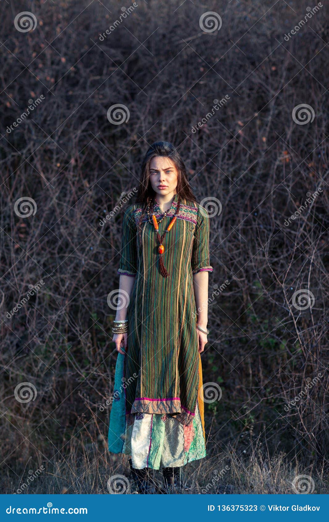 Beautiful Hippie Woman at Sunset Stock Image - Image of female ...