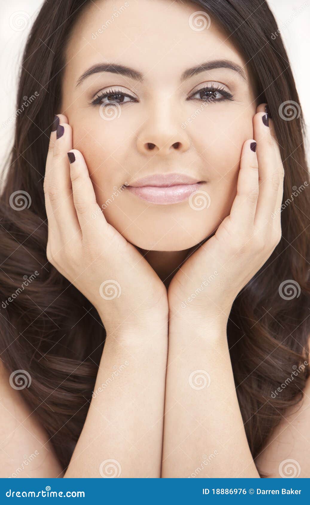 Beautiful Hispanic Woman Resting on Her Hands Stock Photo - Image of ...