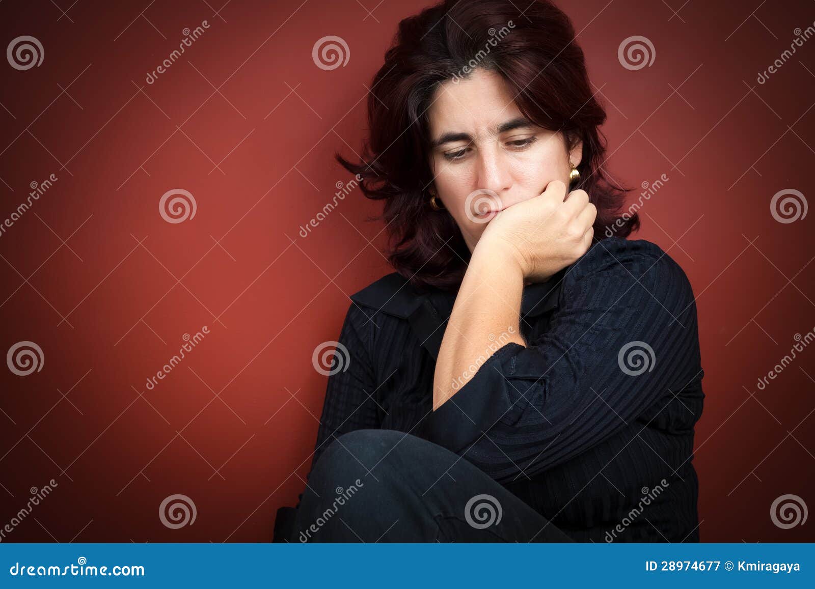 Beautiful Hispanic Woman with a Very Sad Expression Stock Image - Image ...