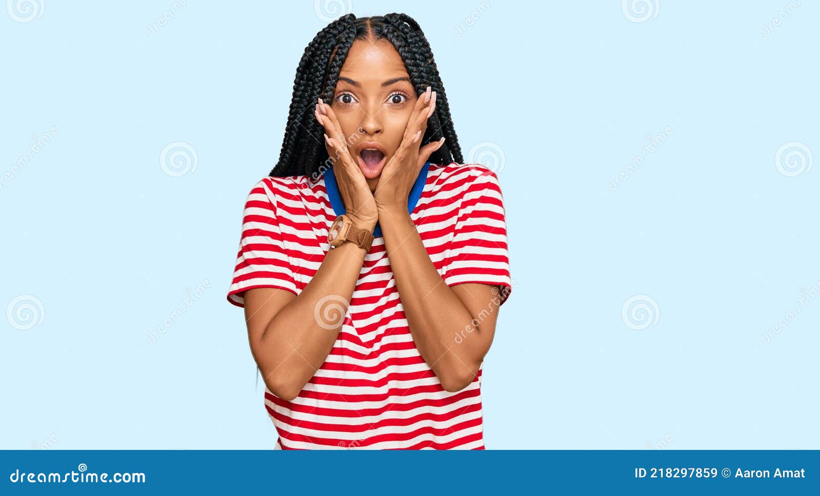Beautiful Hispanic Woman Wearing Casual Clothes Afraid And Shocked