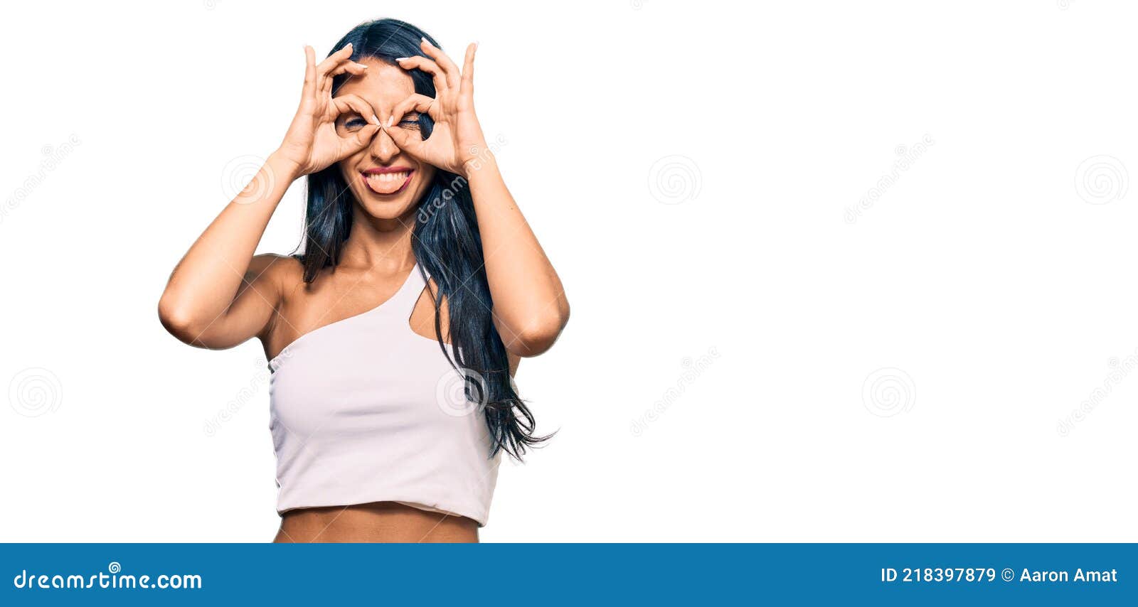 Beautiful Hispanic Woman Wearing Casual Clothes Doing Ok Gesture Like