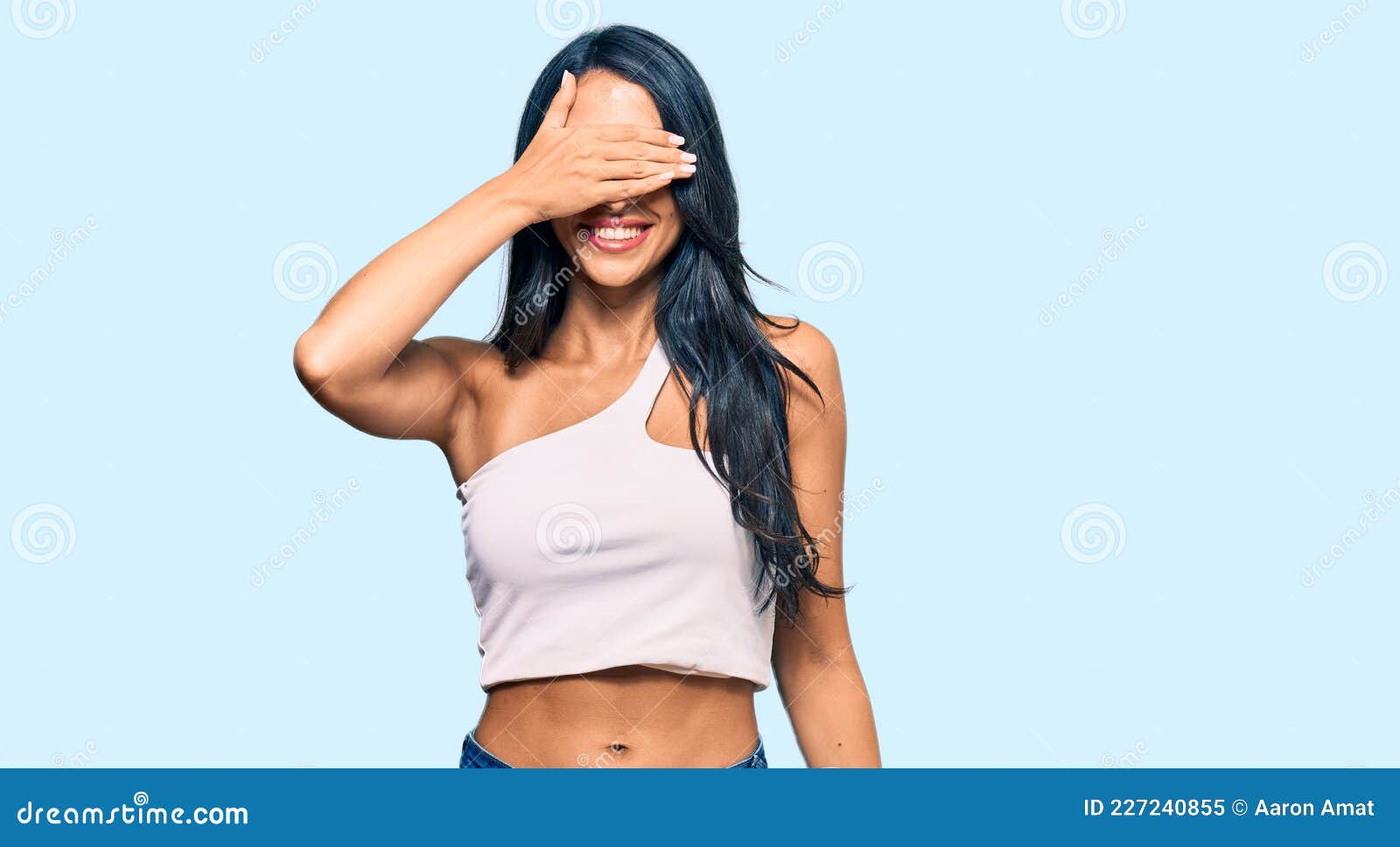 Beautiful Hispanic Woman Wearing Casual Clothes Smiling And Laughing