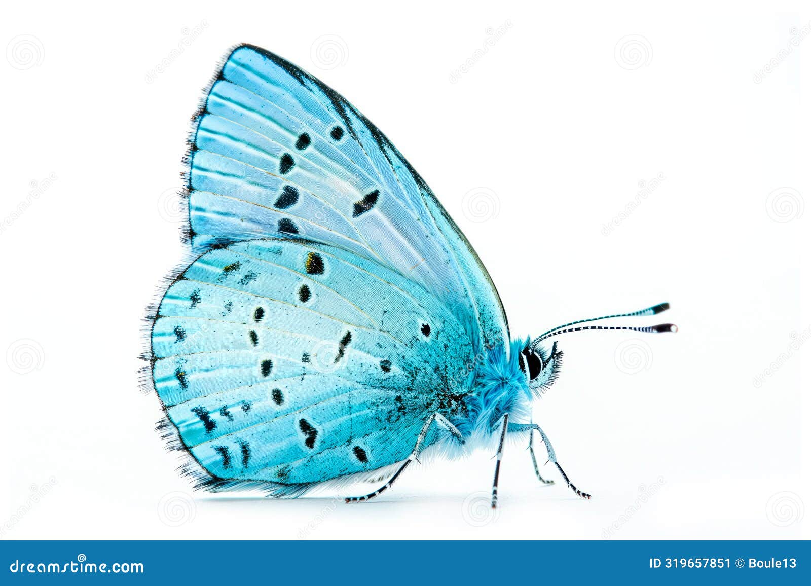 Beautiful Holly Blue Butterfly Isolated on a White Background. Side ...