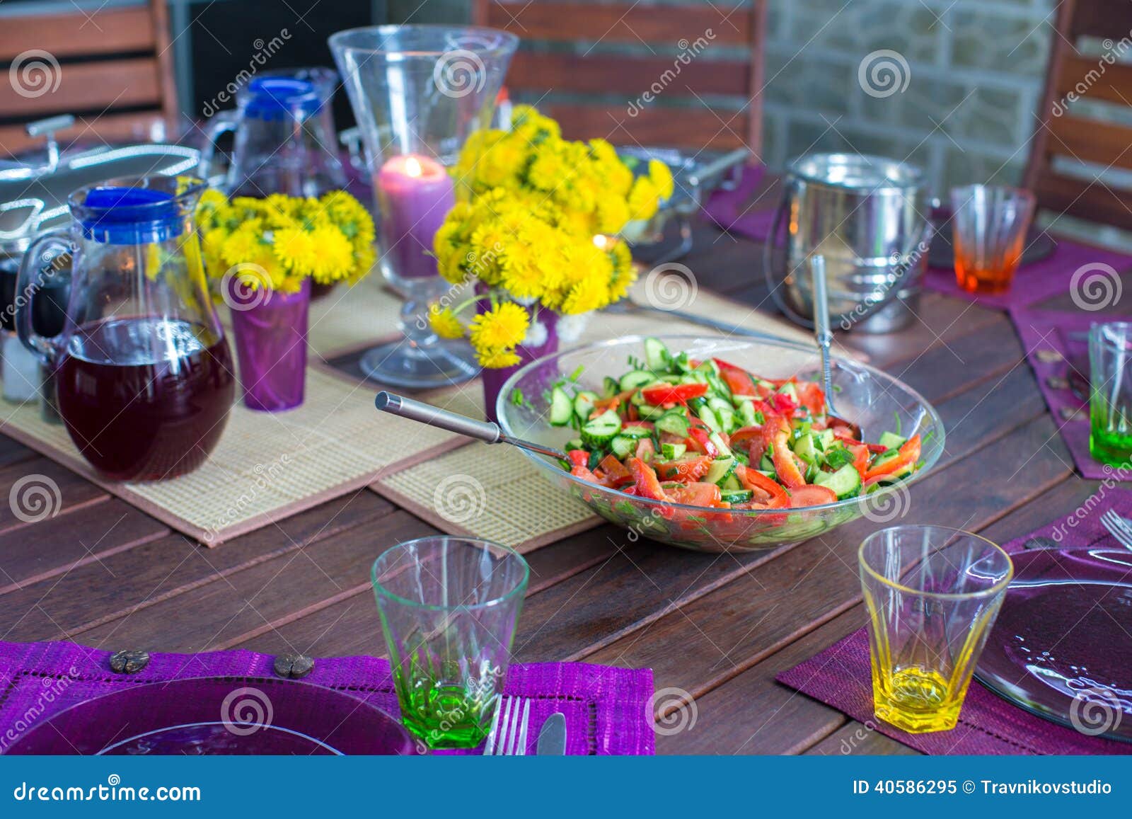 Beautiful Home Served Table for Dinner on the Veranda Stock Image ...