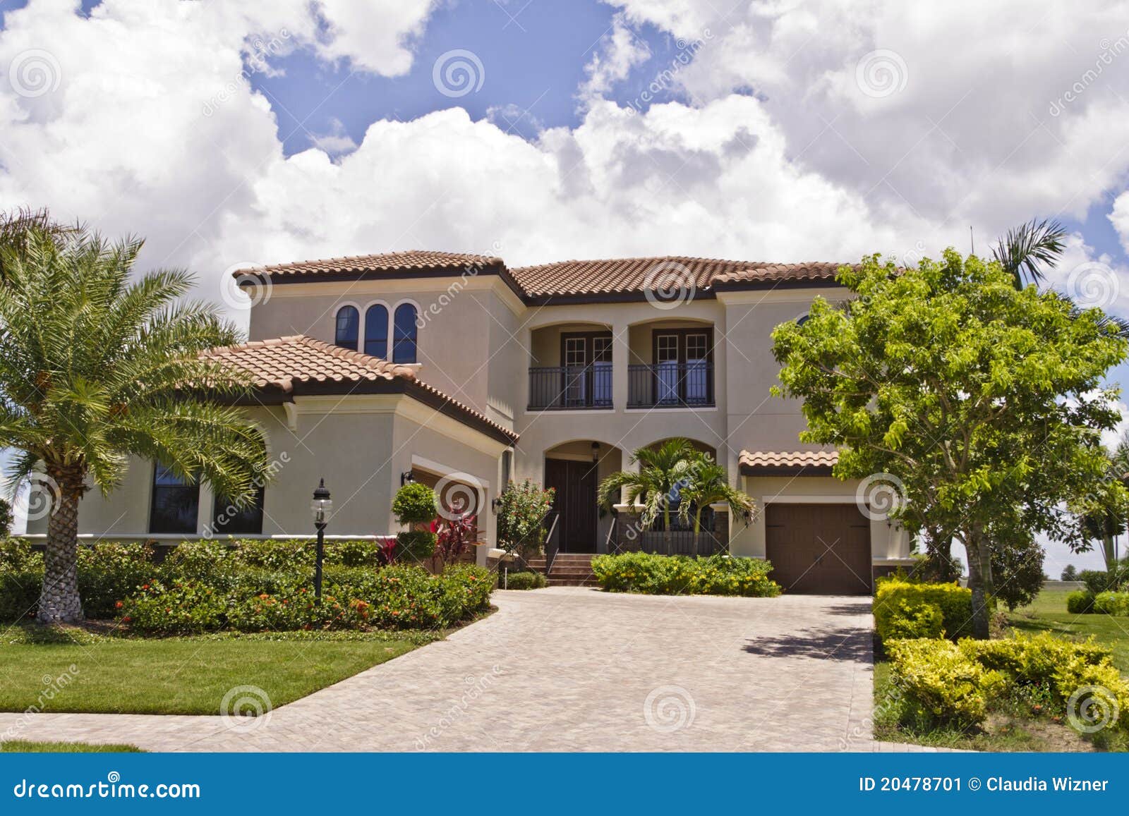 Beautiful Home with Tile Roof Stock Image - Image of porch, urban: 20478701