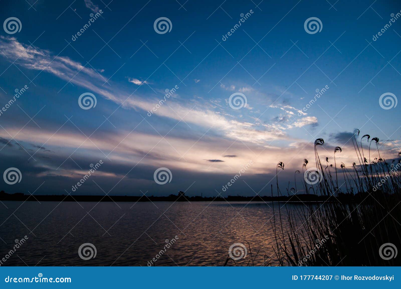 Beautiful Horizon Above the Lake after Sunset Stock Image - Image of ...