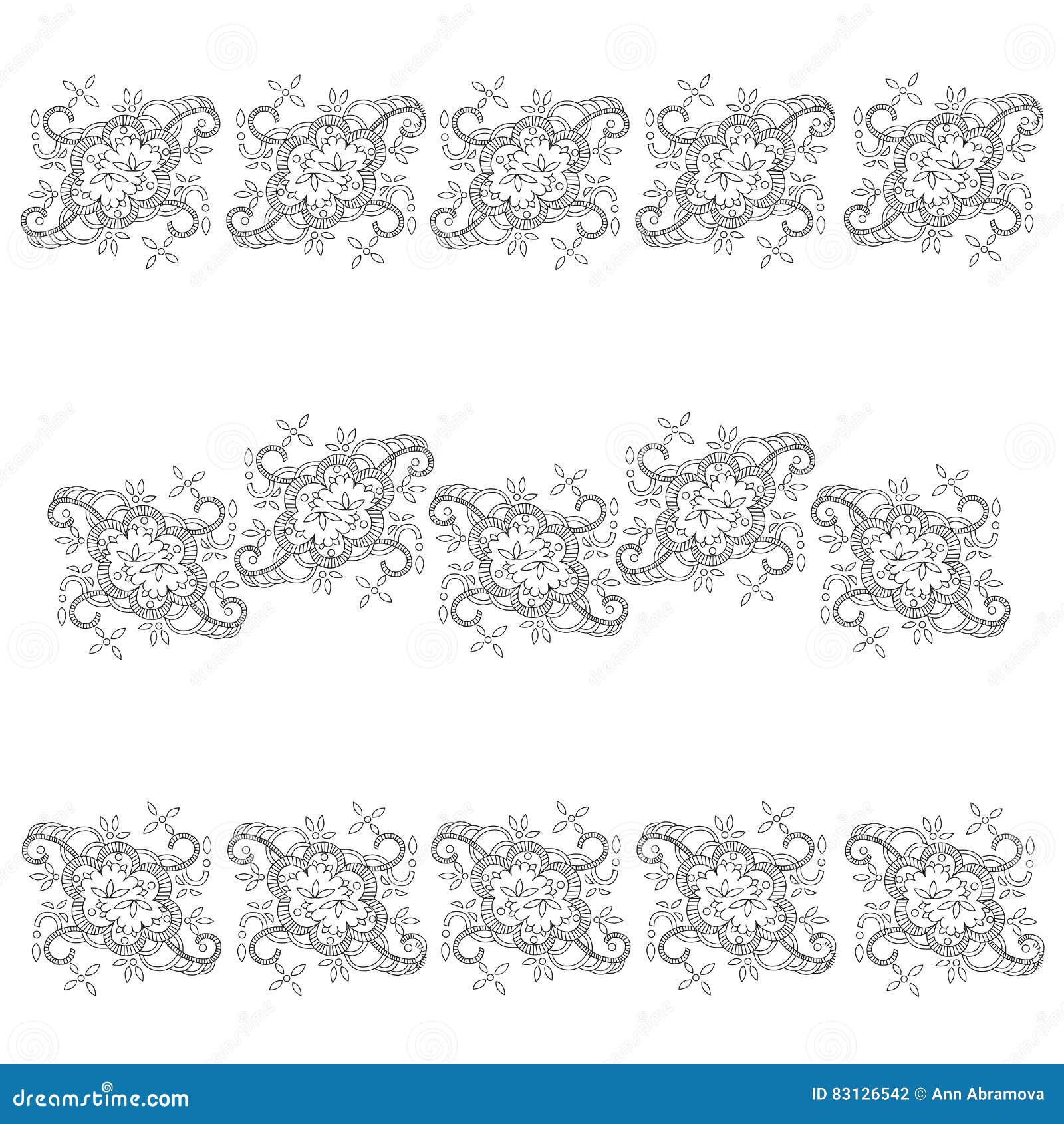 A Beautiful Horizontal Floral Pattern in a Line Style Stock Vector ...