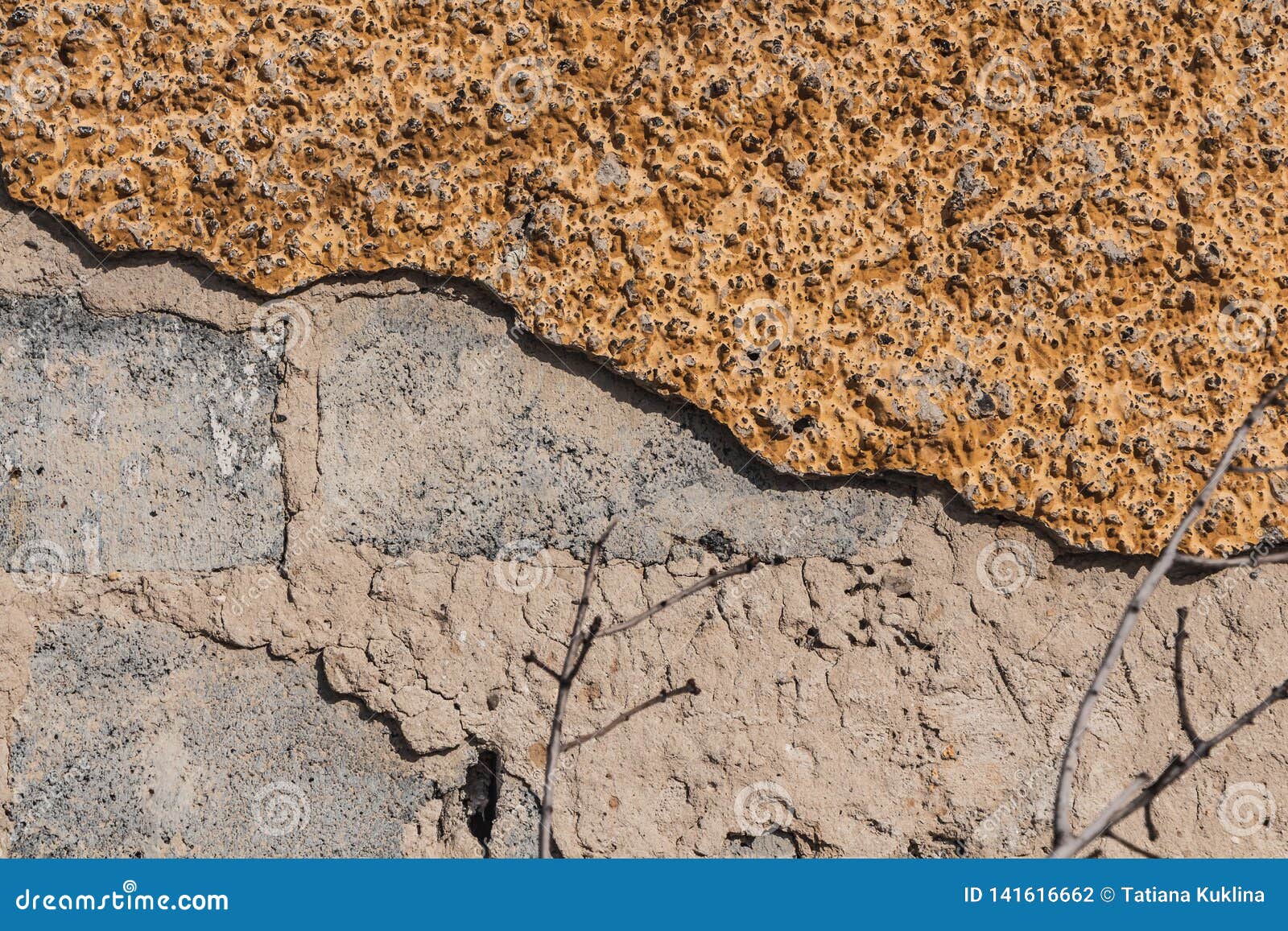 A Beautiful Horizontal Texture of Part of an Old Crashed Gray Brick ...