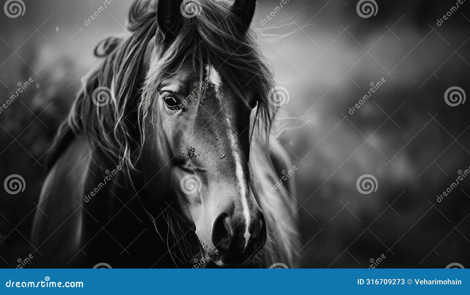 Beautiful Horse with a Captivating Mane, Looking at the Camera Stock ...