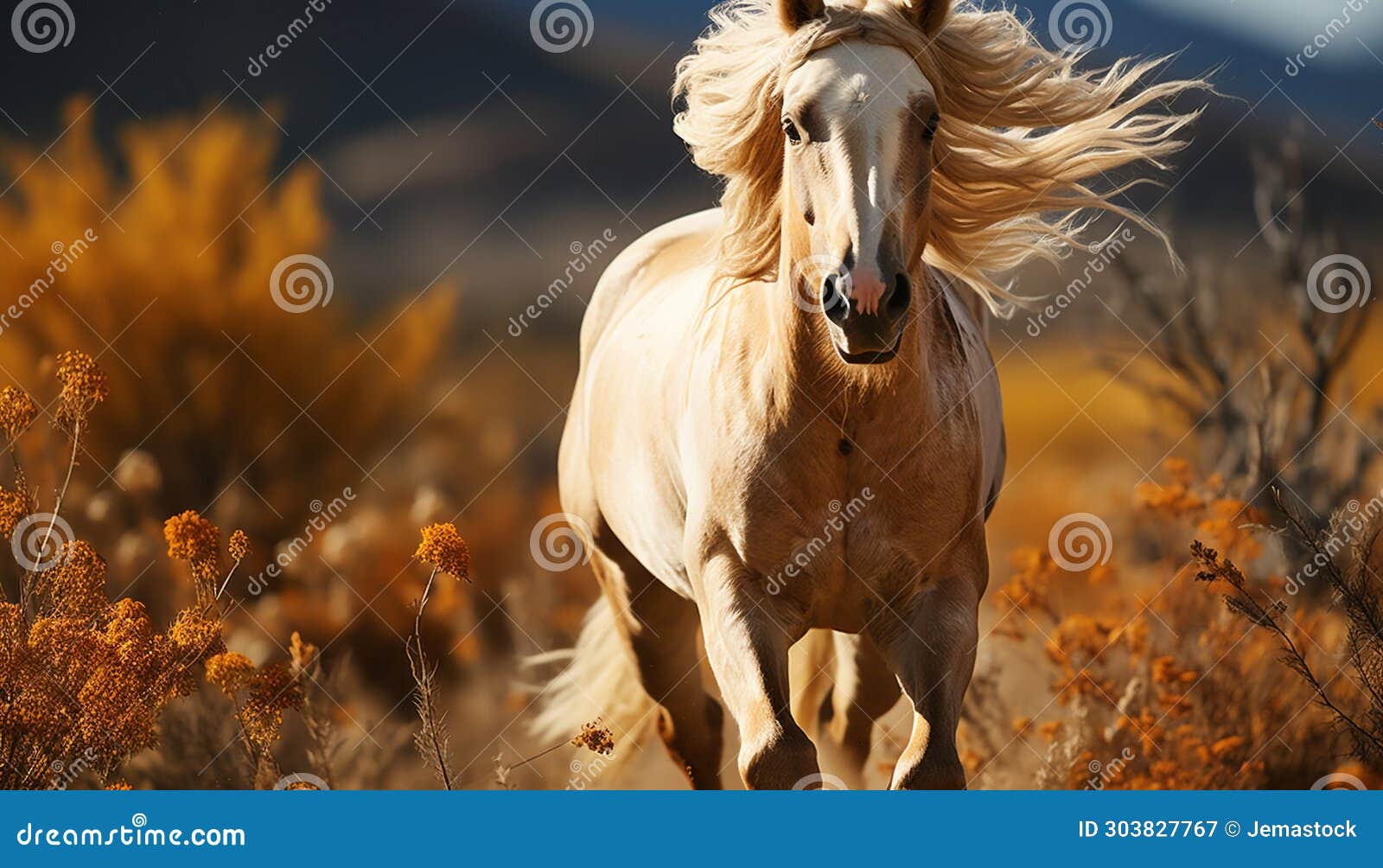 Beautiful Horse Running Freely in a Meadow at Sunset Generated by AI ...