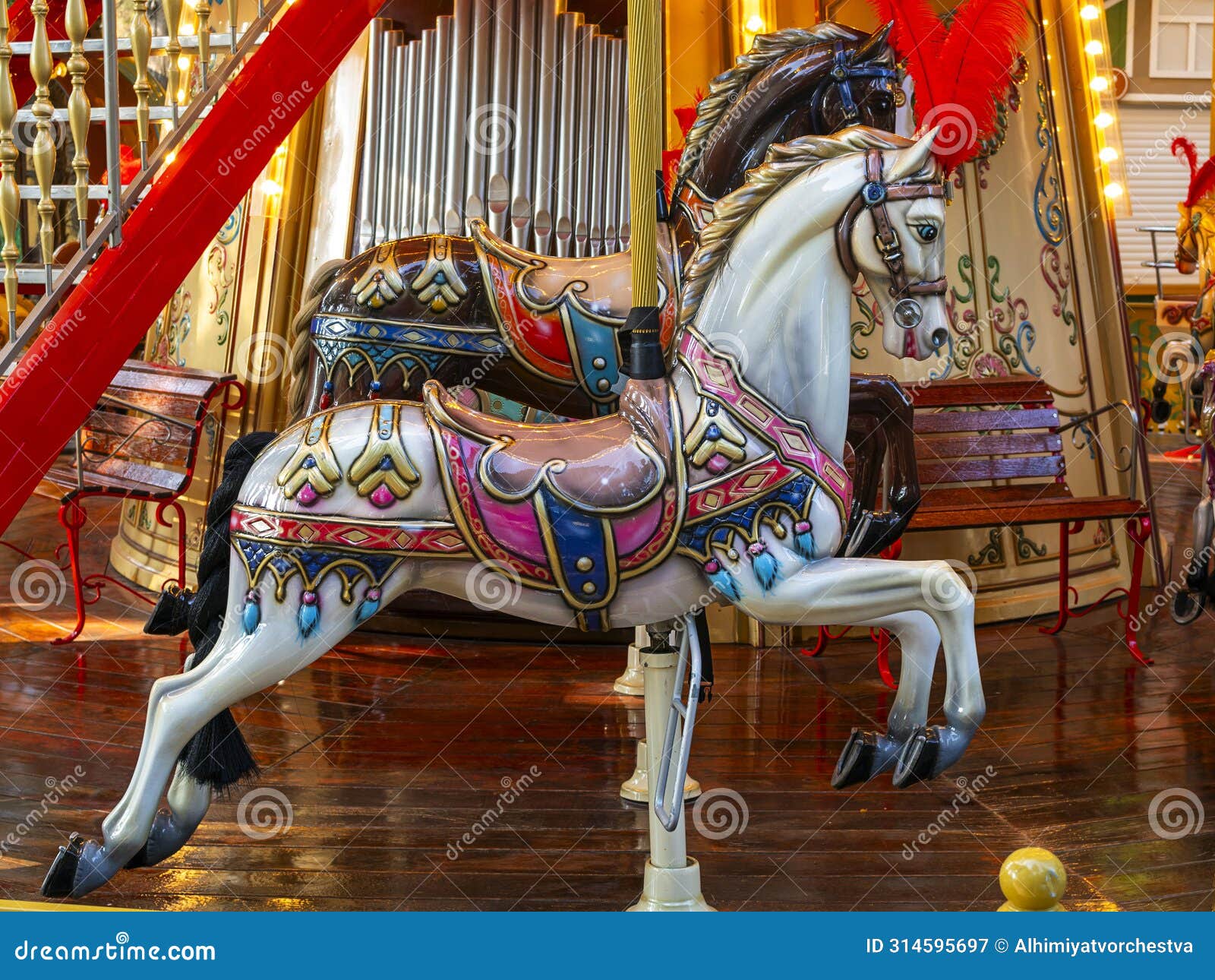 Rotating Carousel In Fun Park Editorial Photo | CartoonDealer.com #46732499
