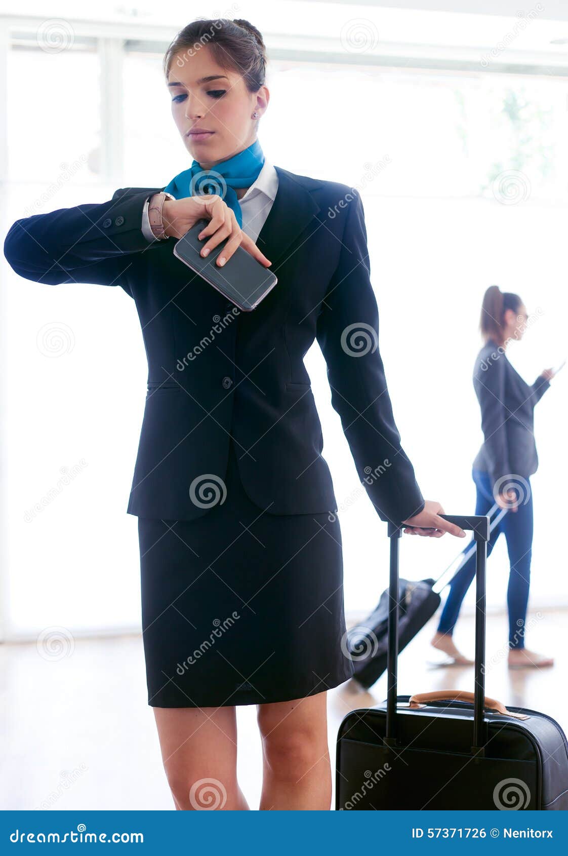 Beautiful Hostess Working in Airport. Stock Photo - Image of holding ...