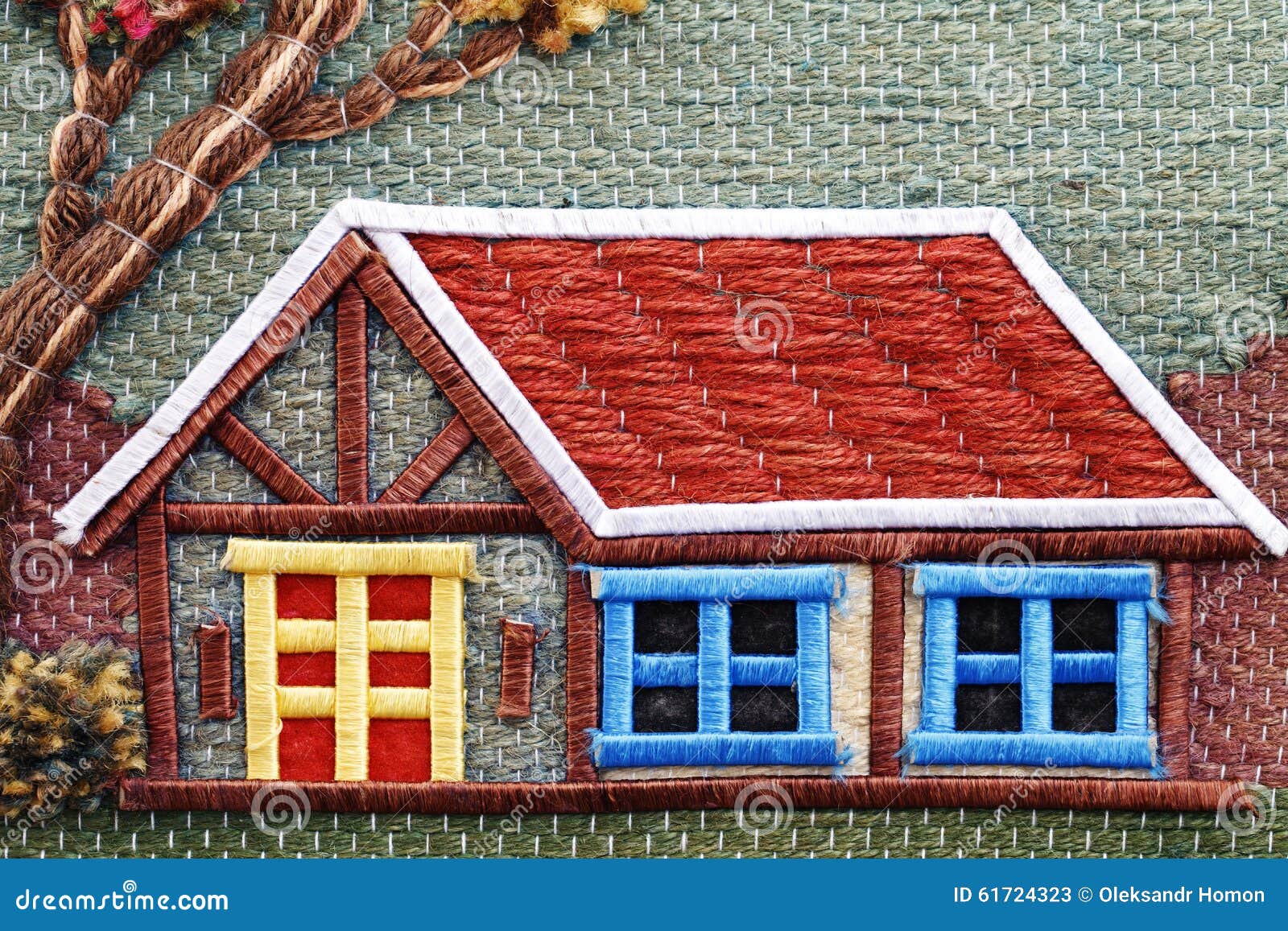 Beautiful House Embroidered Thread , Background Symbol Sign Stock Image ...