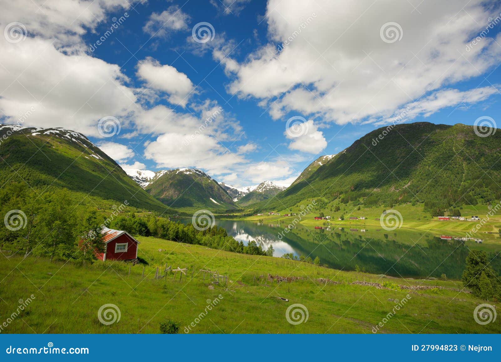 Beautiful House in Idyllic Landscape Stock Image - Image of river, blue ...