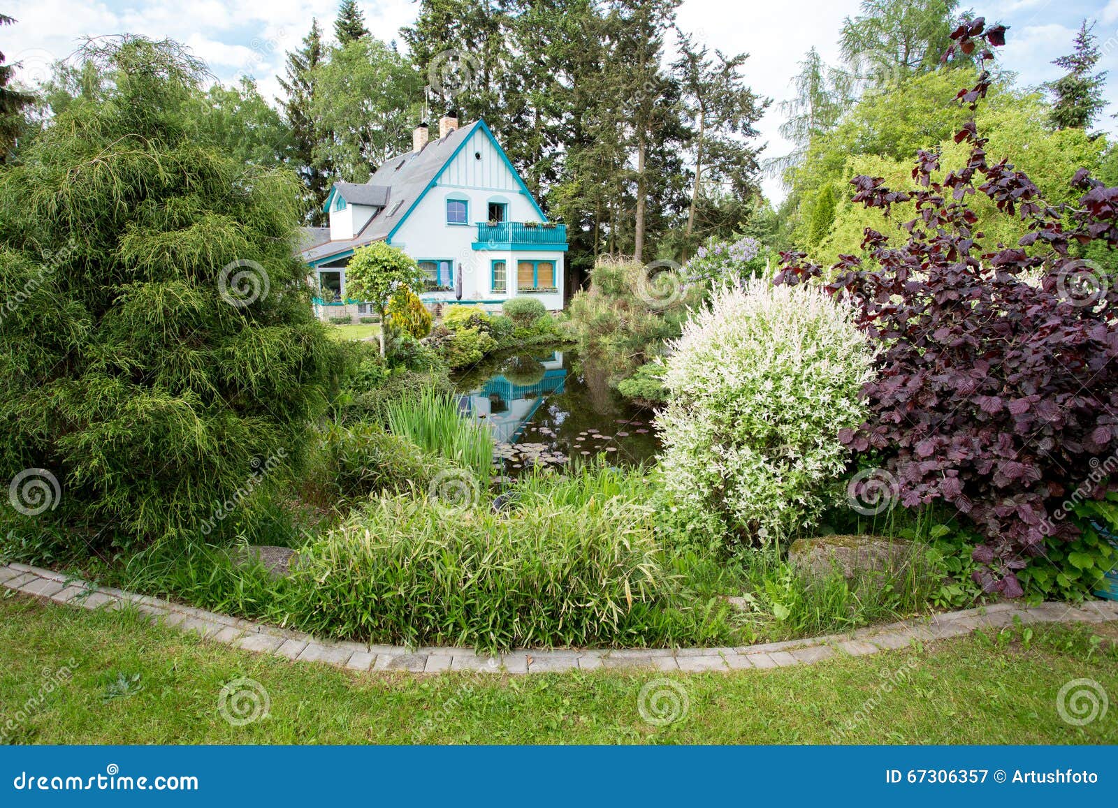 Beautiful House in Spring Garden Stock Image - Image of floral ...