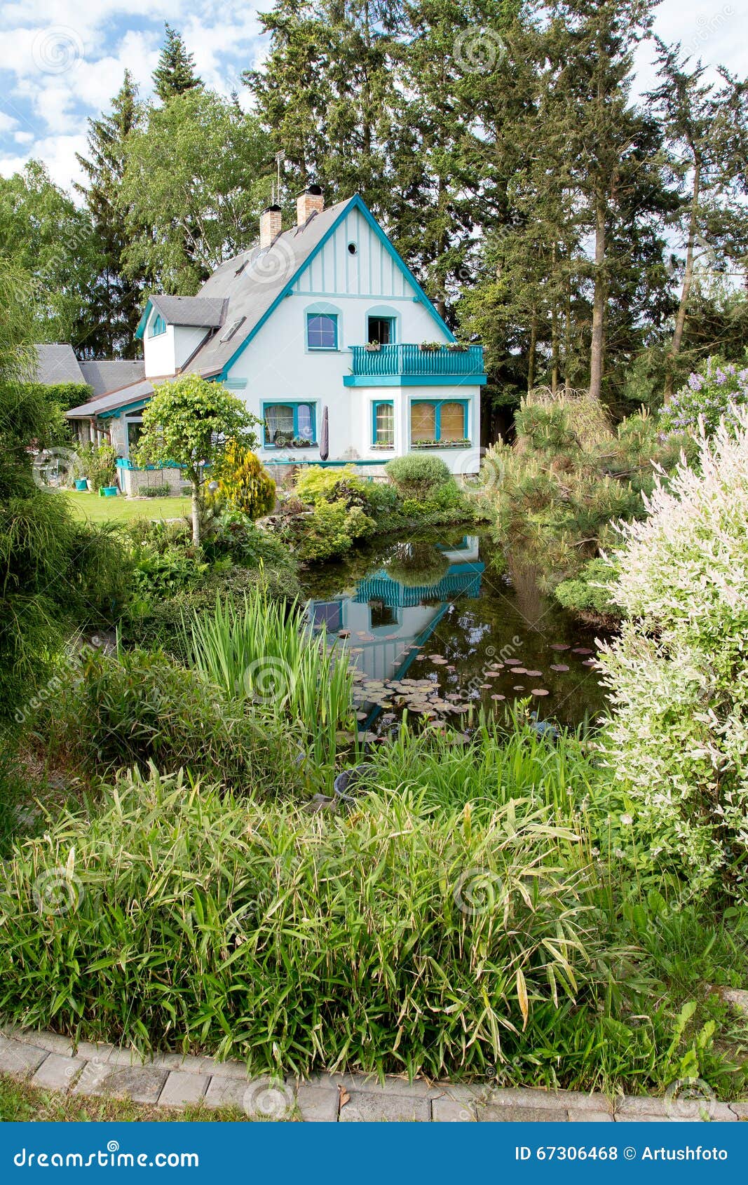 Beautiful House in Spring Garden Stock Photo - Image of fresh, blooming ...