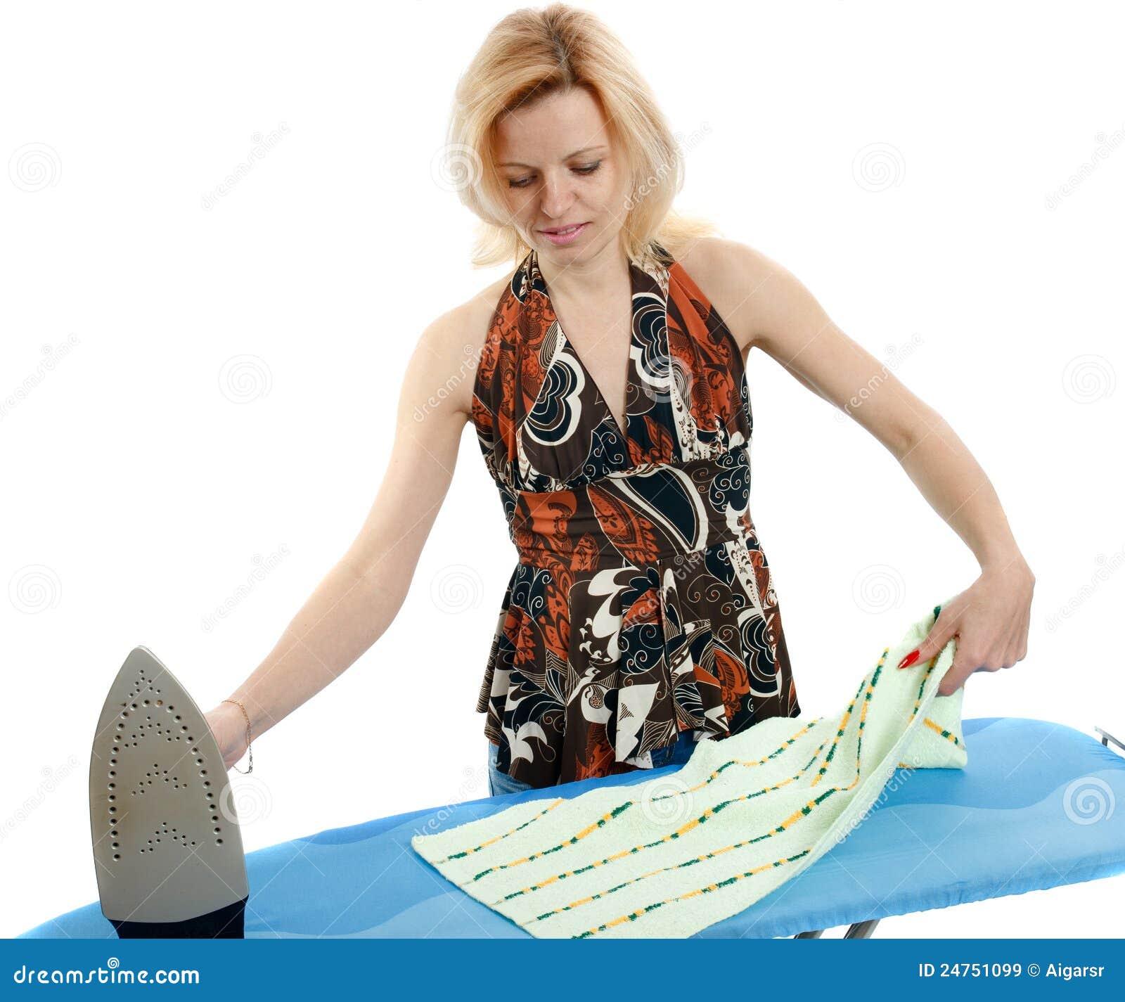 Beautiful Housewife Ironing the Laundry Stock Image - Image of clothes ...