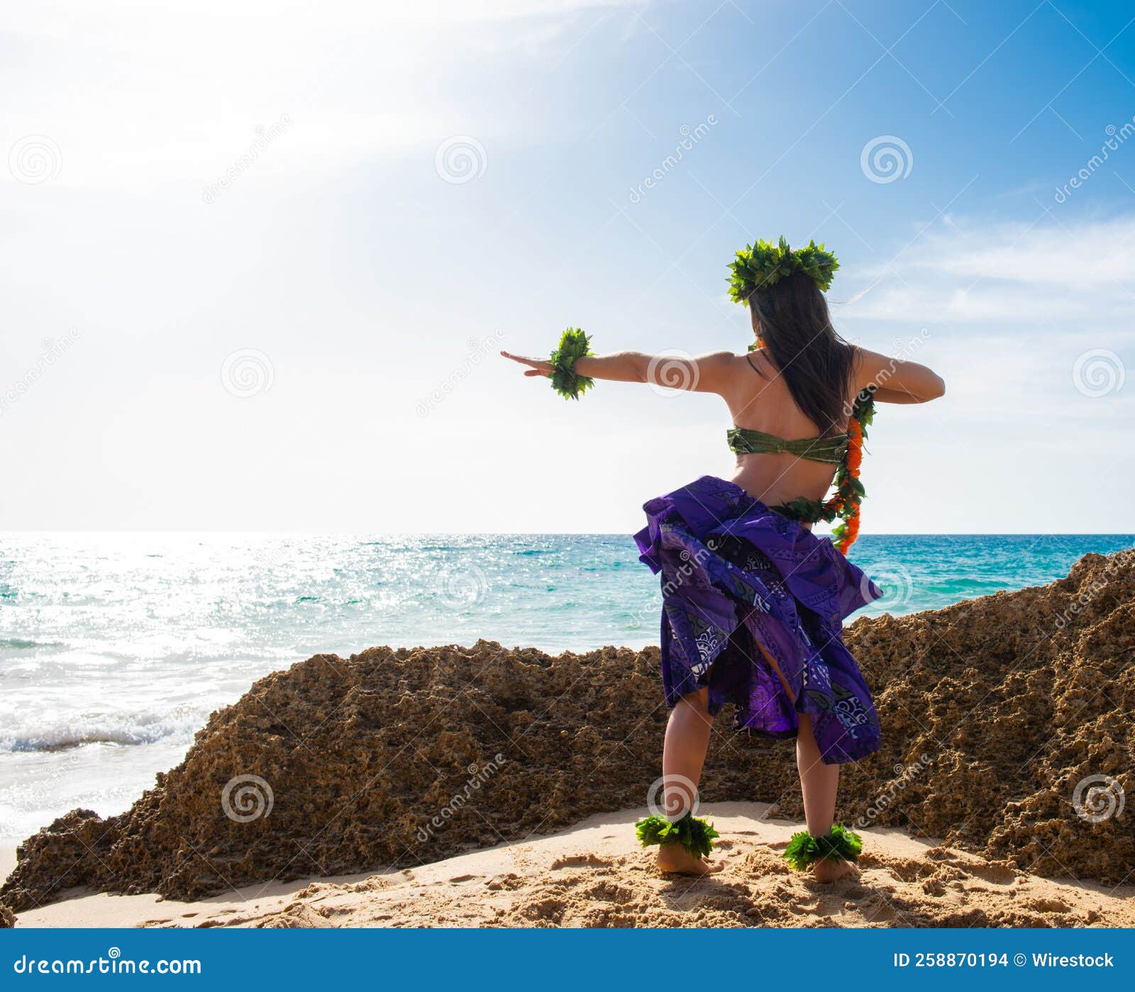 Hula Dancer Woman on the Beach Stock Photo - Image of woman, ocean ...