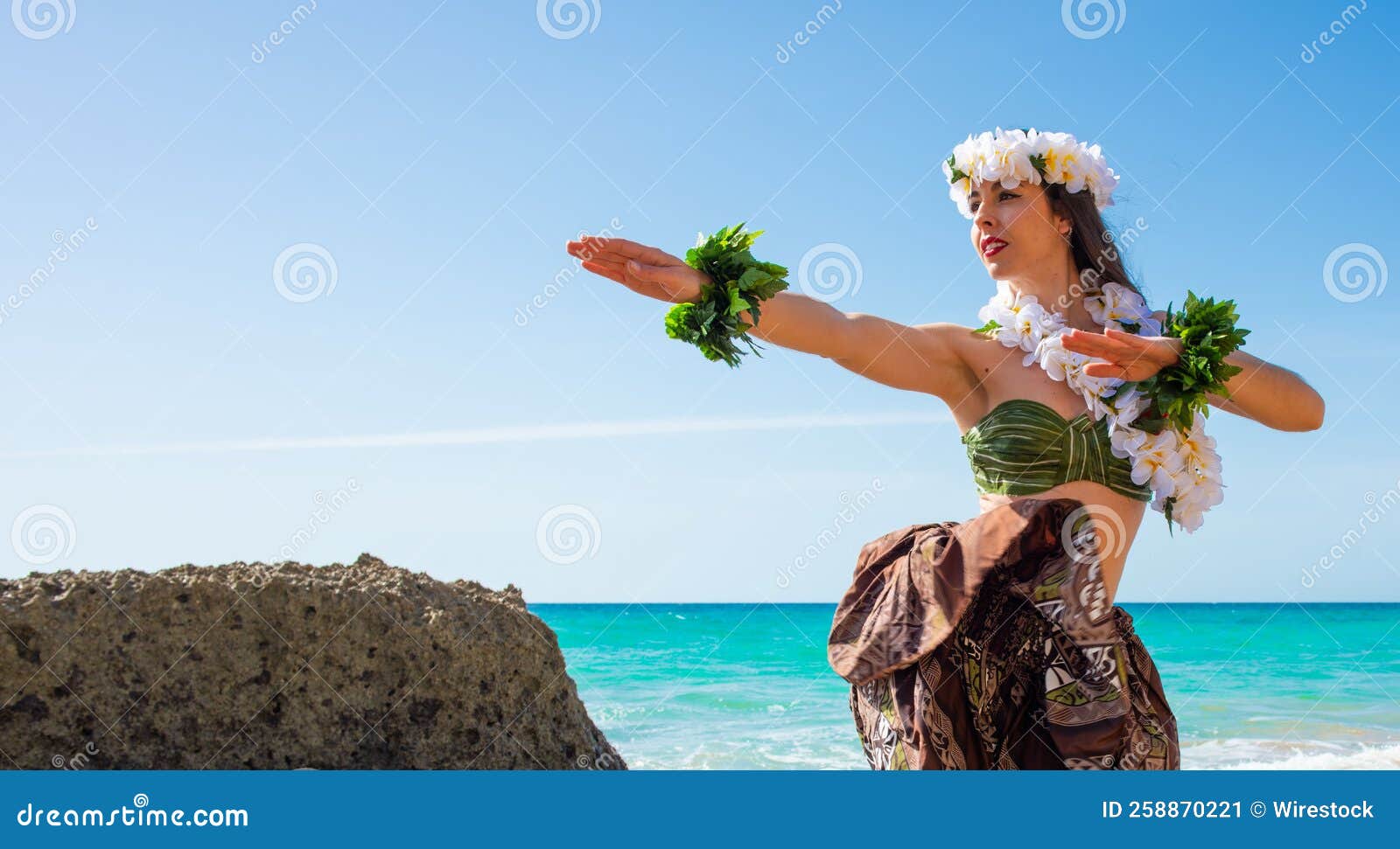 Hula Dancer Woman on the Beach Stock Image - Image of people, relax ...