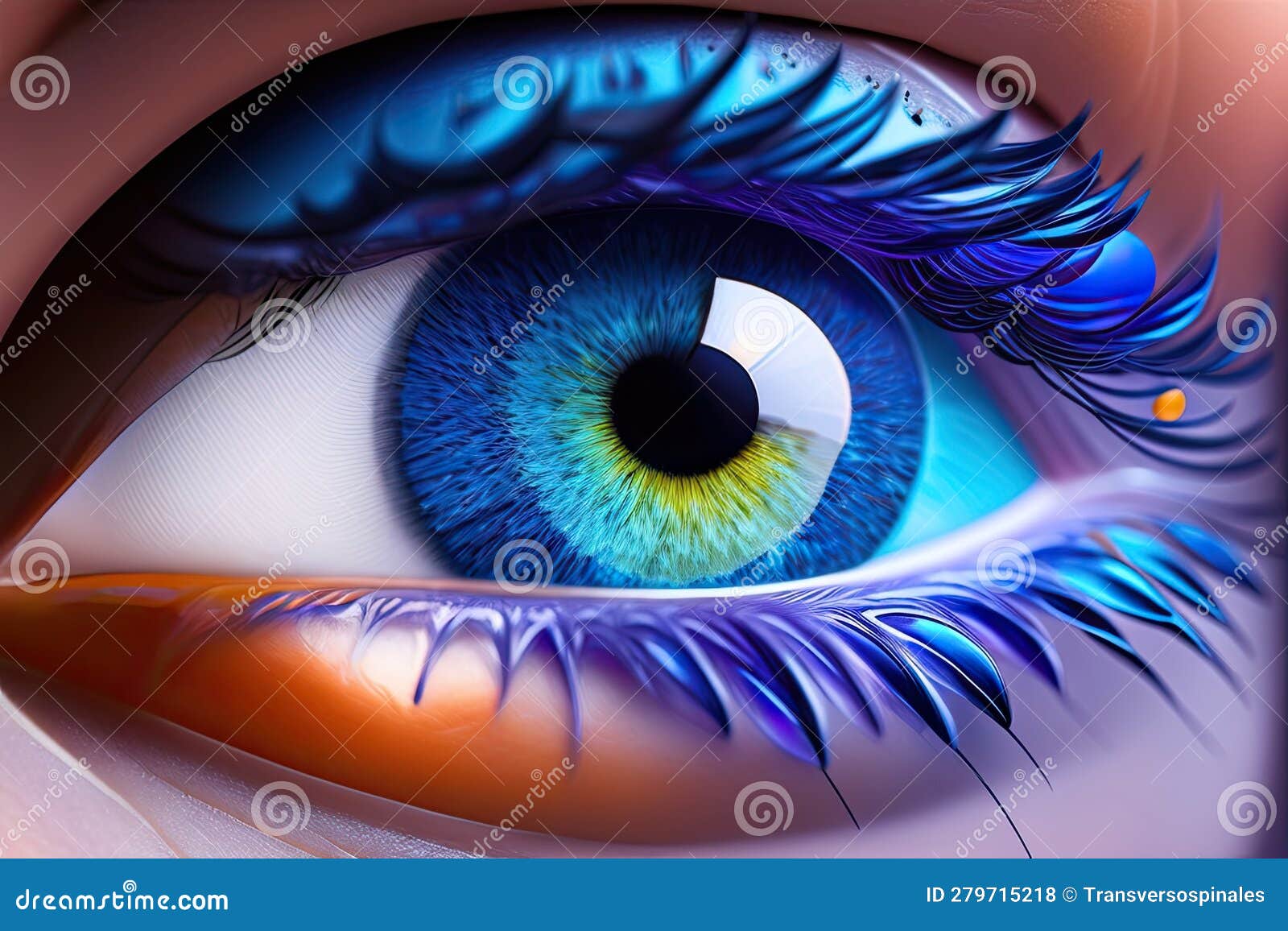 Beautiful Human Blue Eye Macro. Generative AI Stock Illustration ...