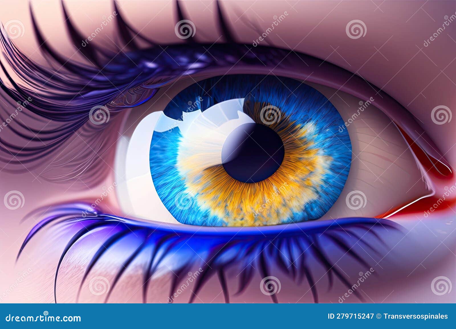 Beautiful Human Blue Eye Macro. Generative AI Stock Illustration ...