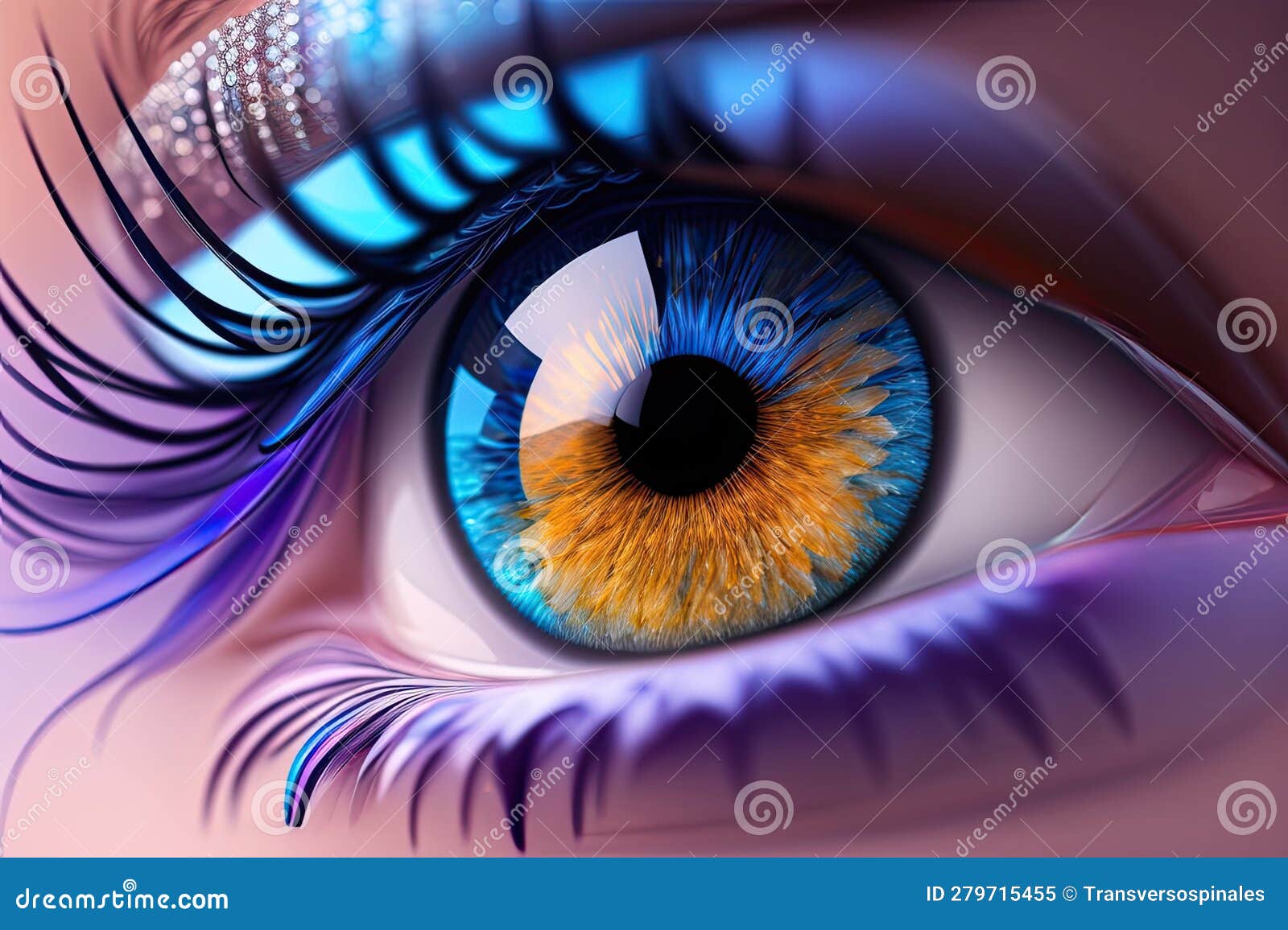 Beautiful Human Blue Eye Macro. Generative AI Stock Illustration ...
