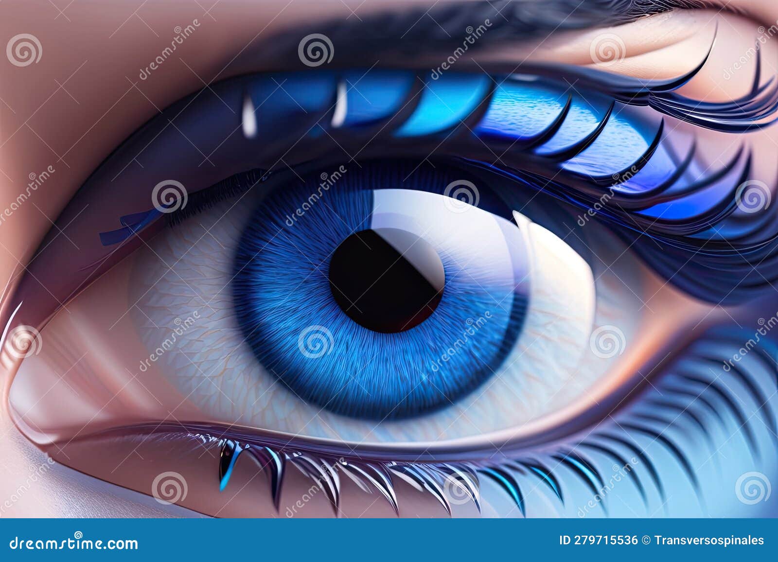 Beautiful Human Blue Eye Macro. Generative AI Stock Illustration ...