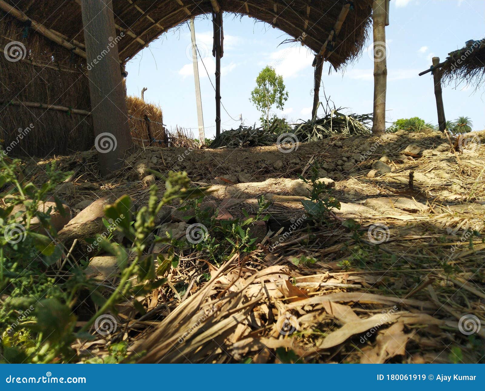 A Beautiful Hut Situated in Village Mohangarh Under Sky Stock Image ...