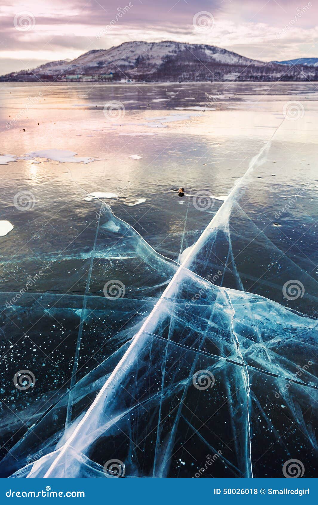 Beautiful Ice on the Lake at Sunset Stock Photo - Image of crystal ...