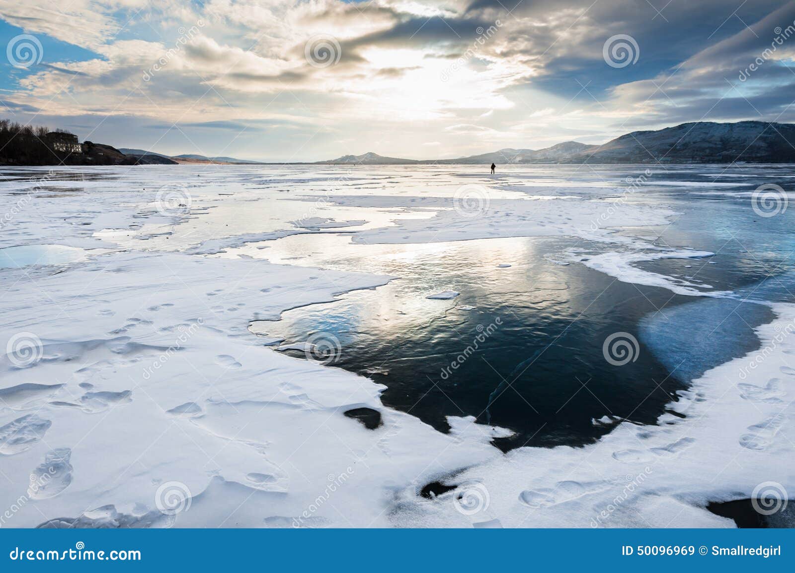 Beautiful Ice on the Lake at Sunset Stock Image - Image of cold, frozen ...