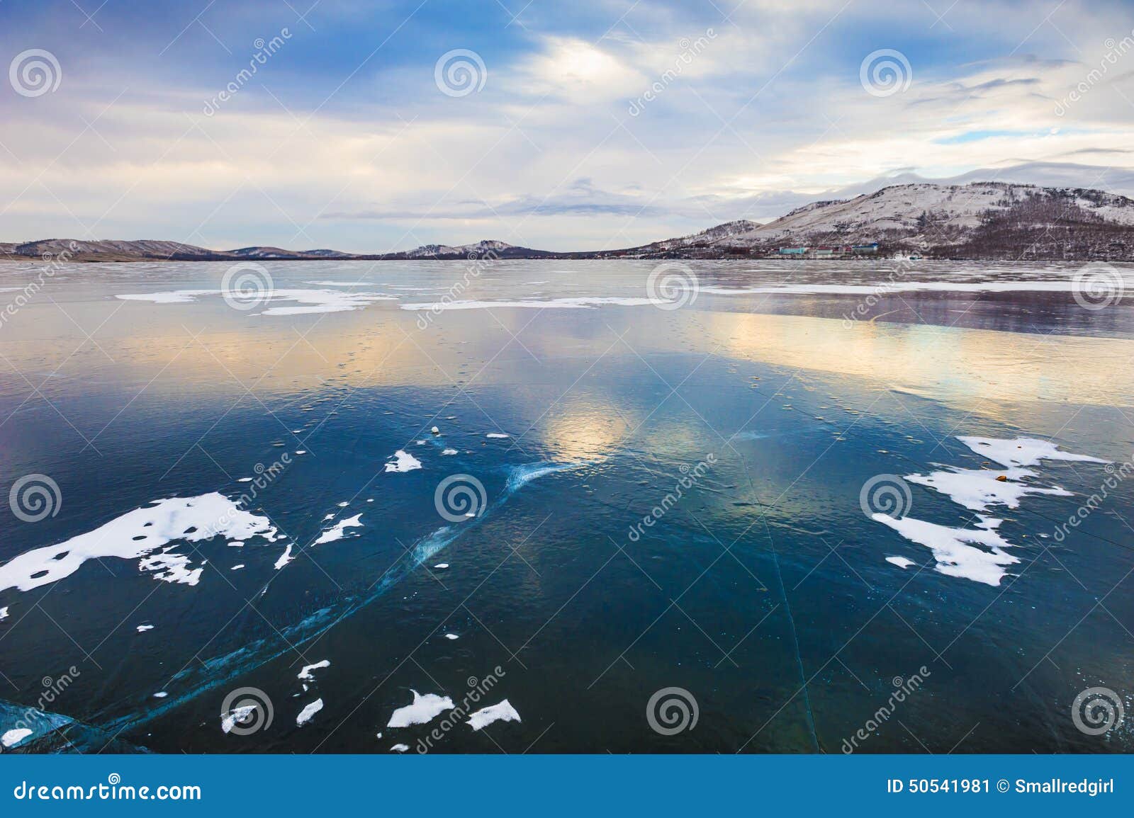 Beautiful Ice on the Lake at Sunset Stock Image - Image of depth ...
