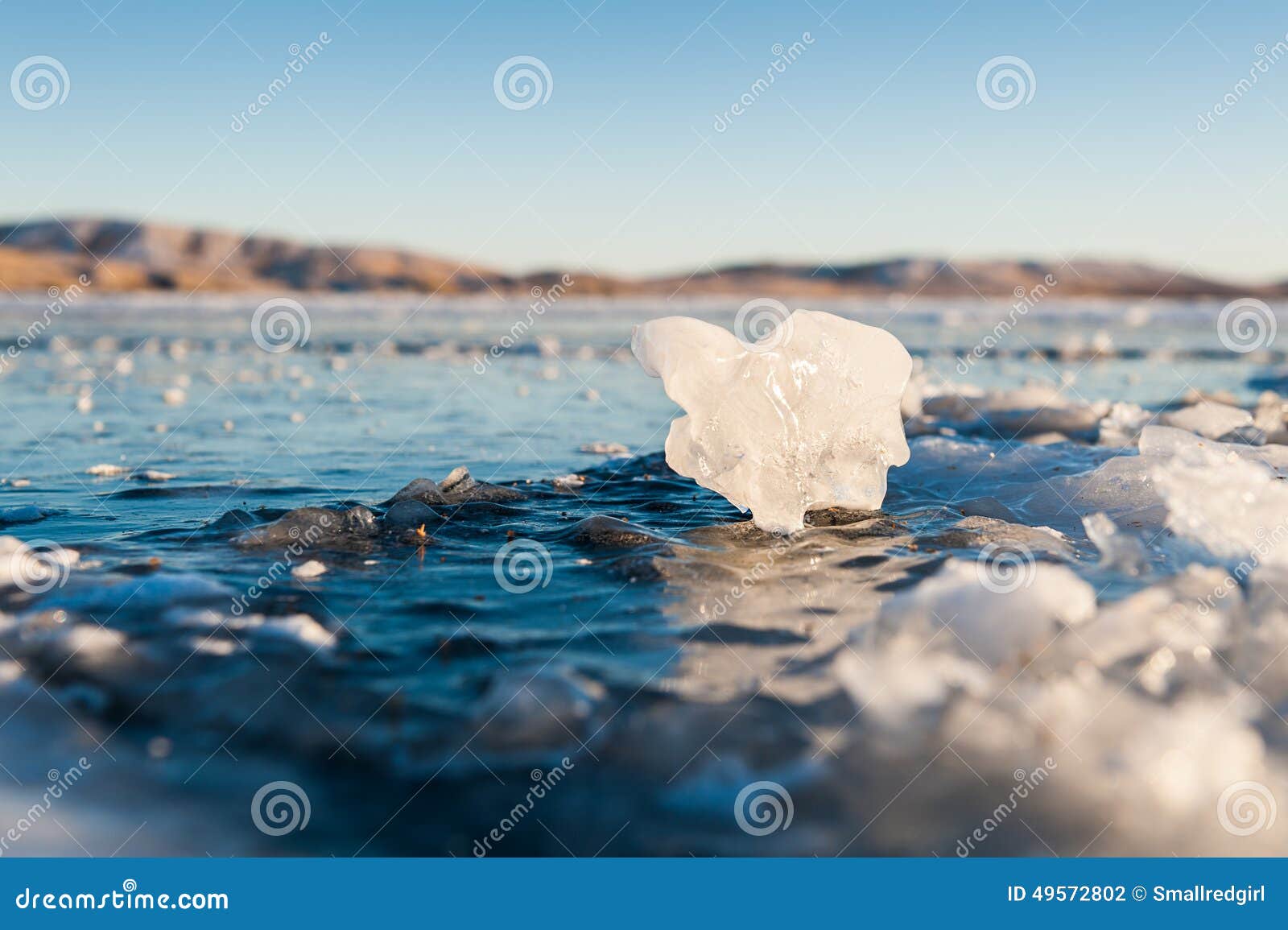 Beautiful Ice on the Lake at Sunset Stock Photo - Image of morning ...