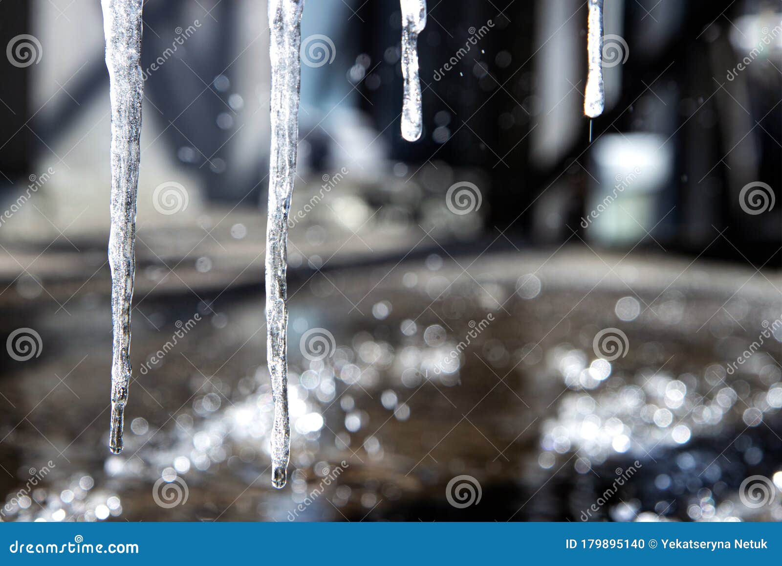Beautiful Icicles Shine in Dripping. Spring Landscape with Ice Icicles ...