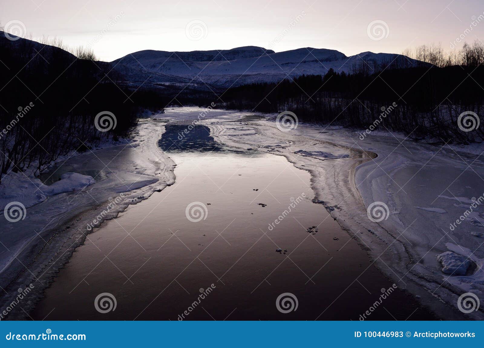 Beautiful icy river stream stock image. Image of flow - 100446983