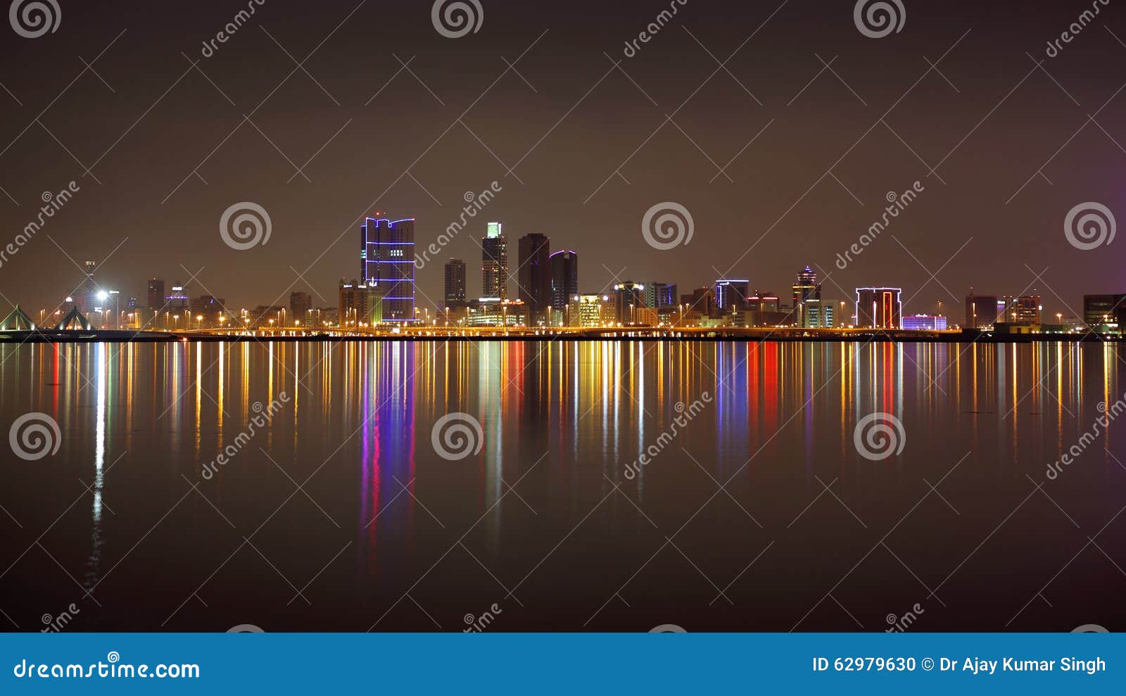 Beautiful Illuminated Bahrain Skyline and Reflection Stock Photo ...