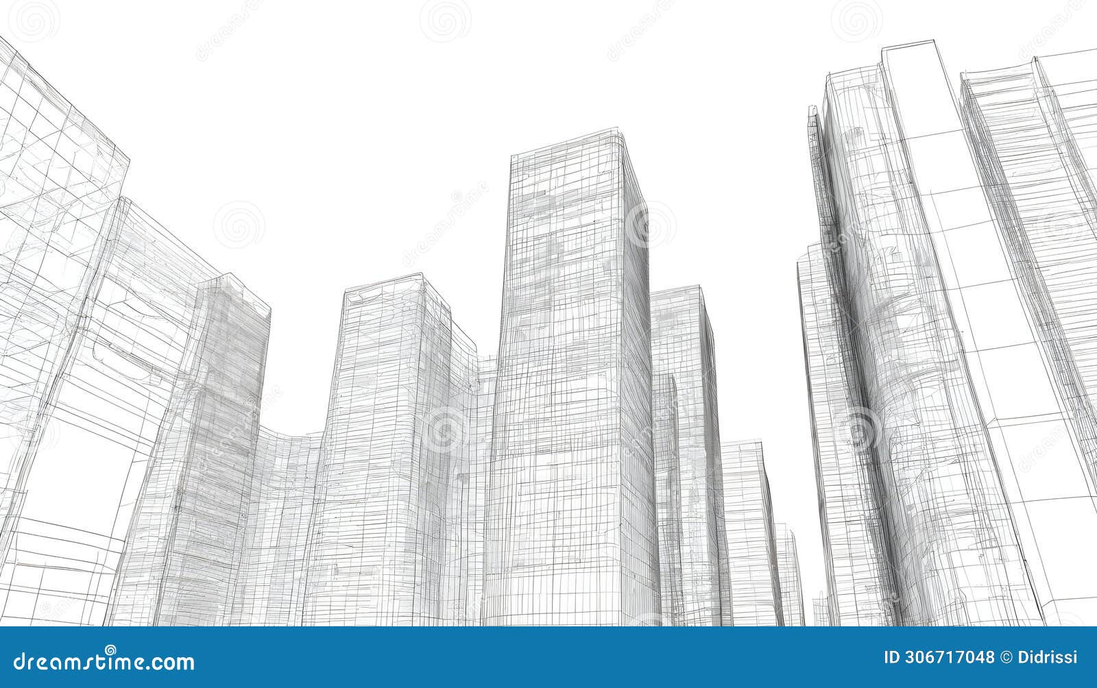 Building Wireframe Render in Three Dimensions, Vectorized, Abstract ...