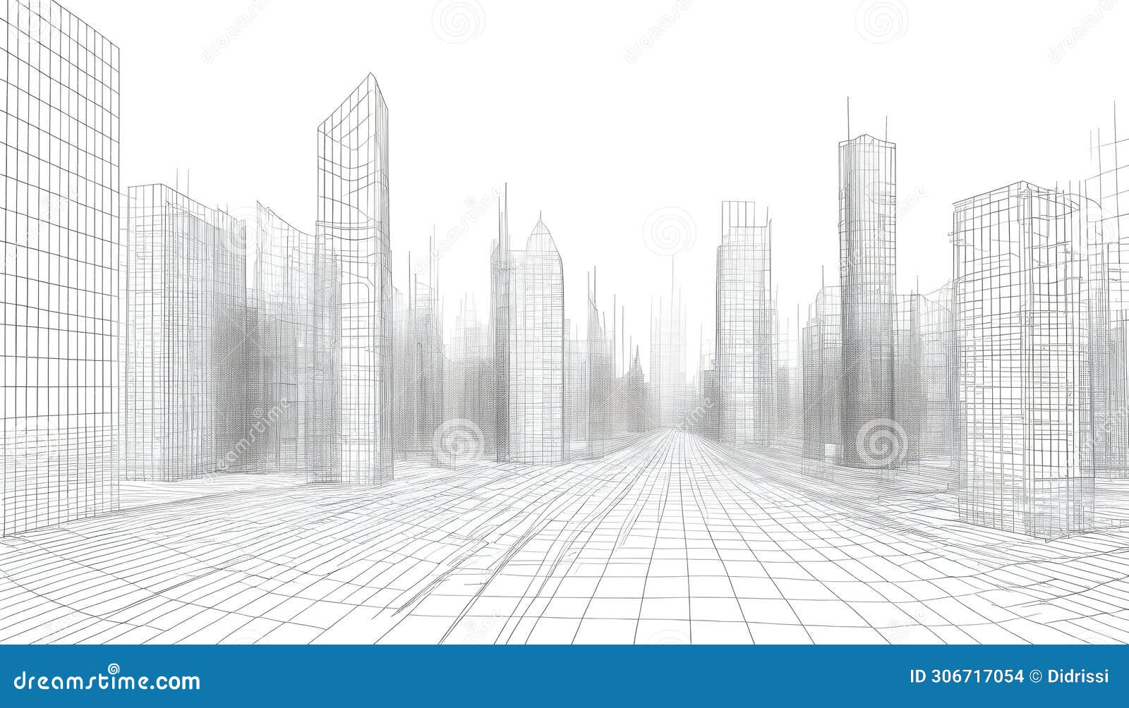 Building Wireframe Render In Three Dimensions, Vectorized, Abstract ...