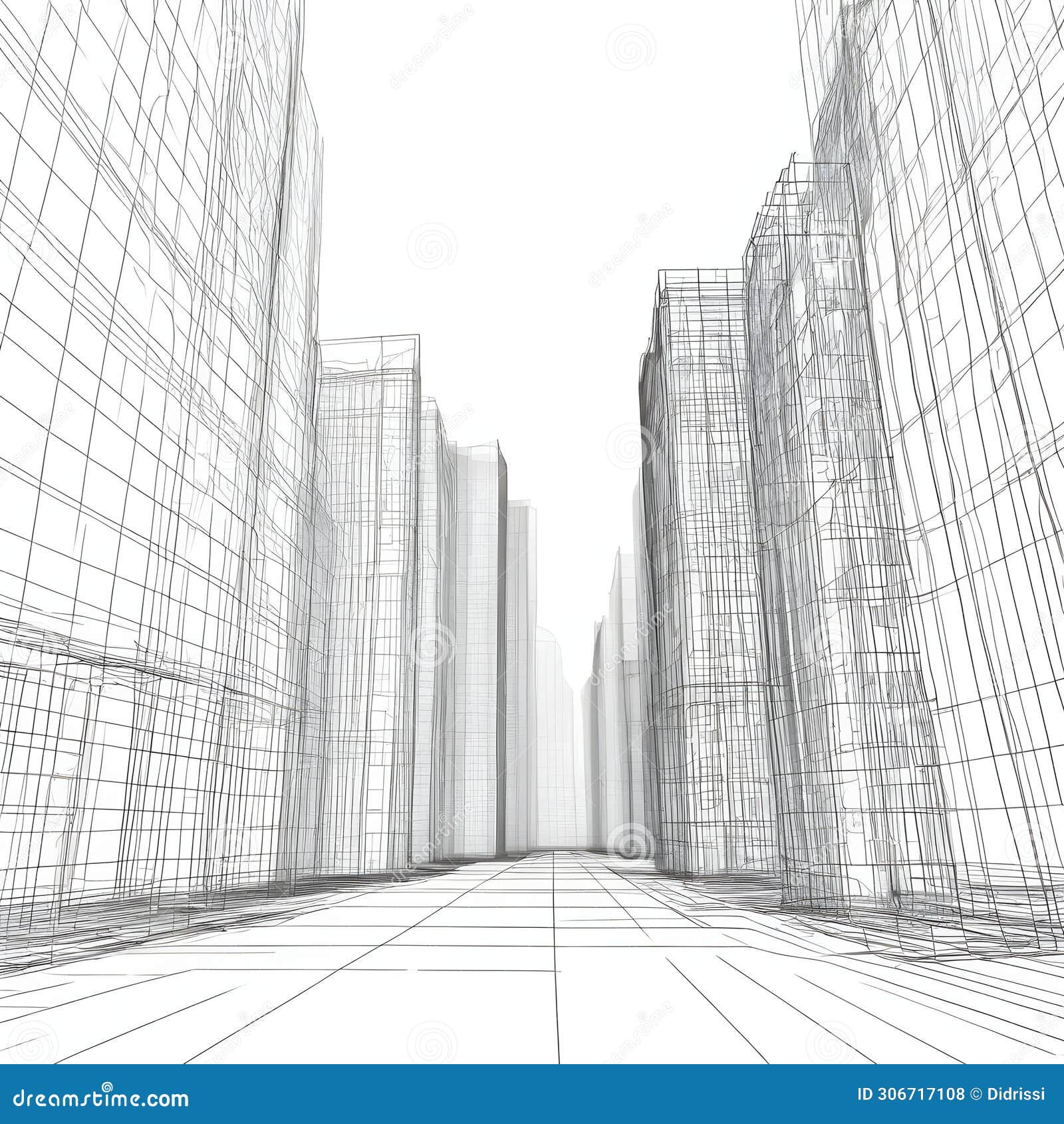 Building Wireframe Render in Three Dimensions, Vectorized, Abstract ...