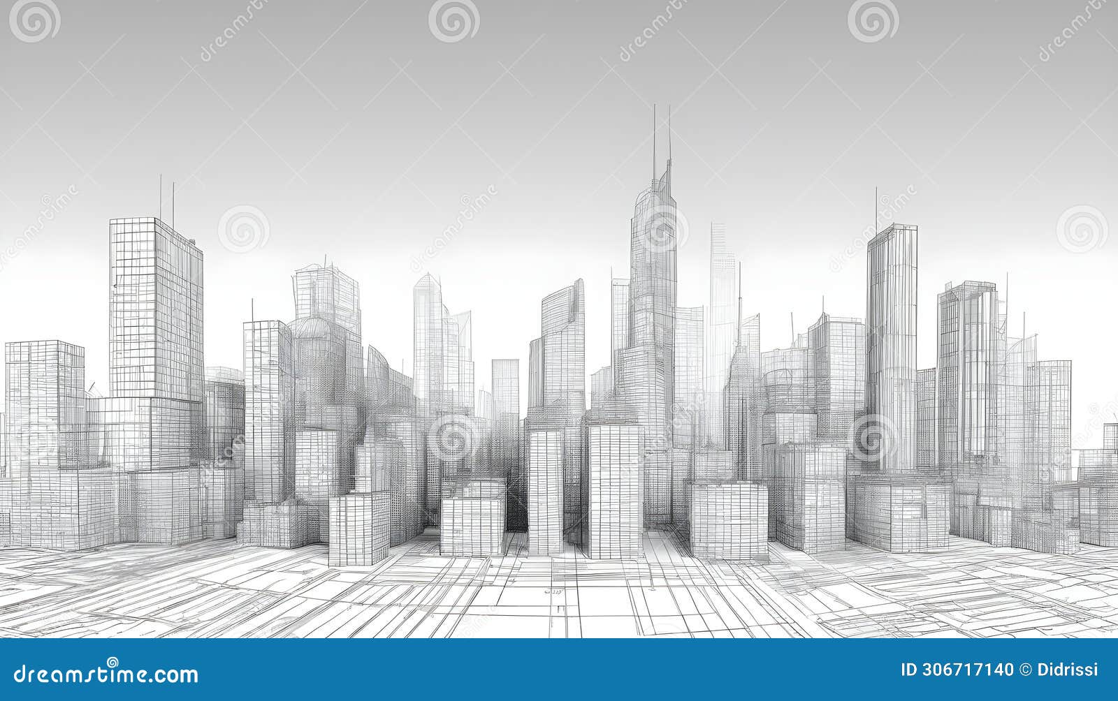 Building Wireframe Render In Three Dimensions, Vectorized, Abstract ...