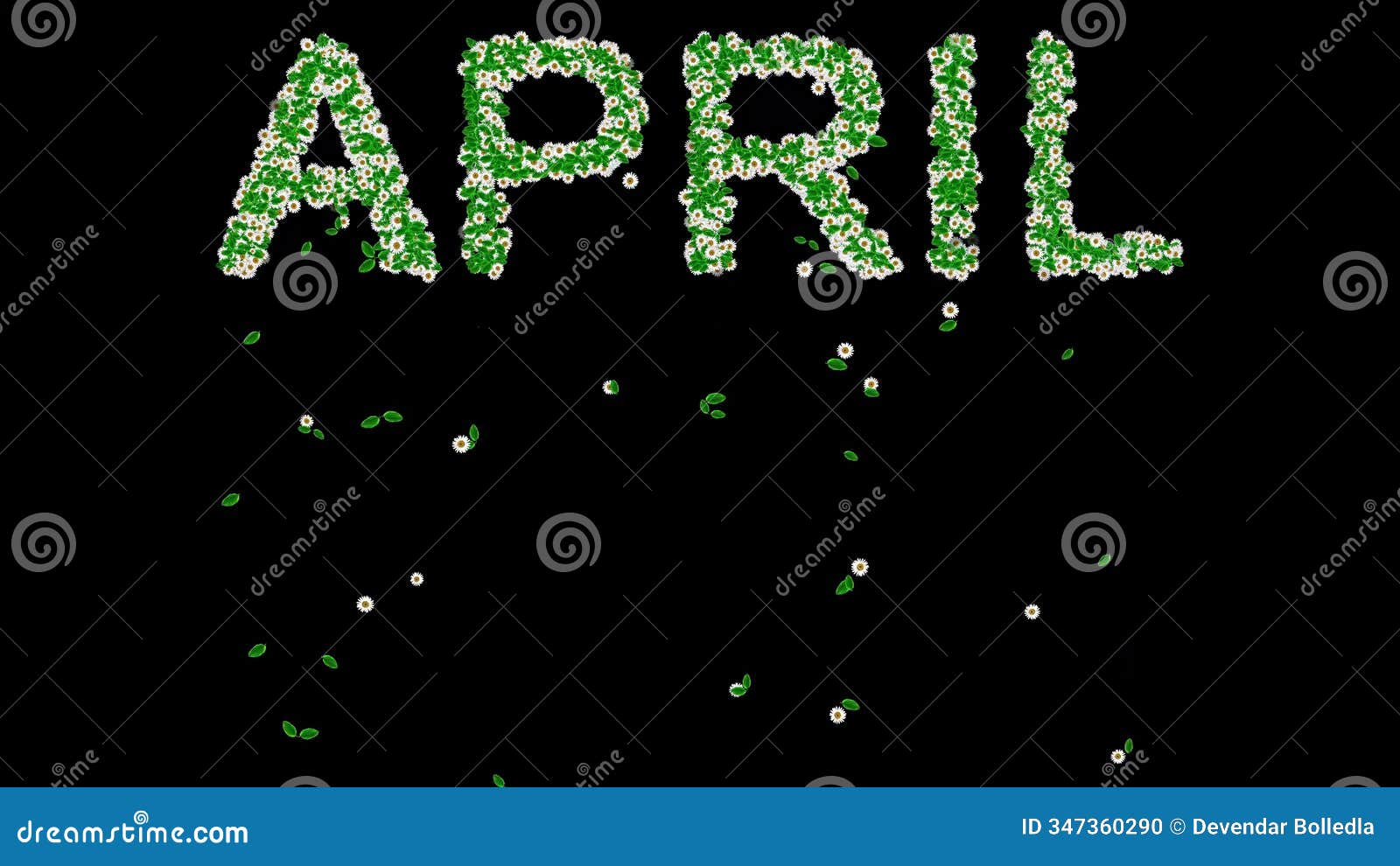 Beautiful Illustration of April Text with Green Leaves and White Daisy ...