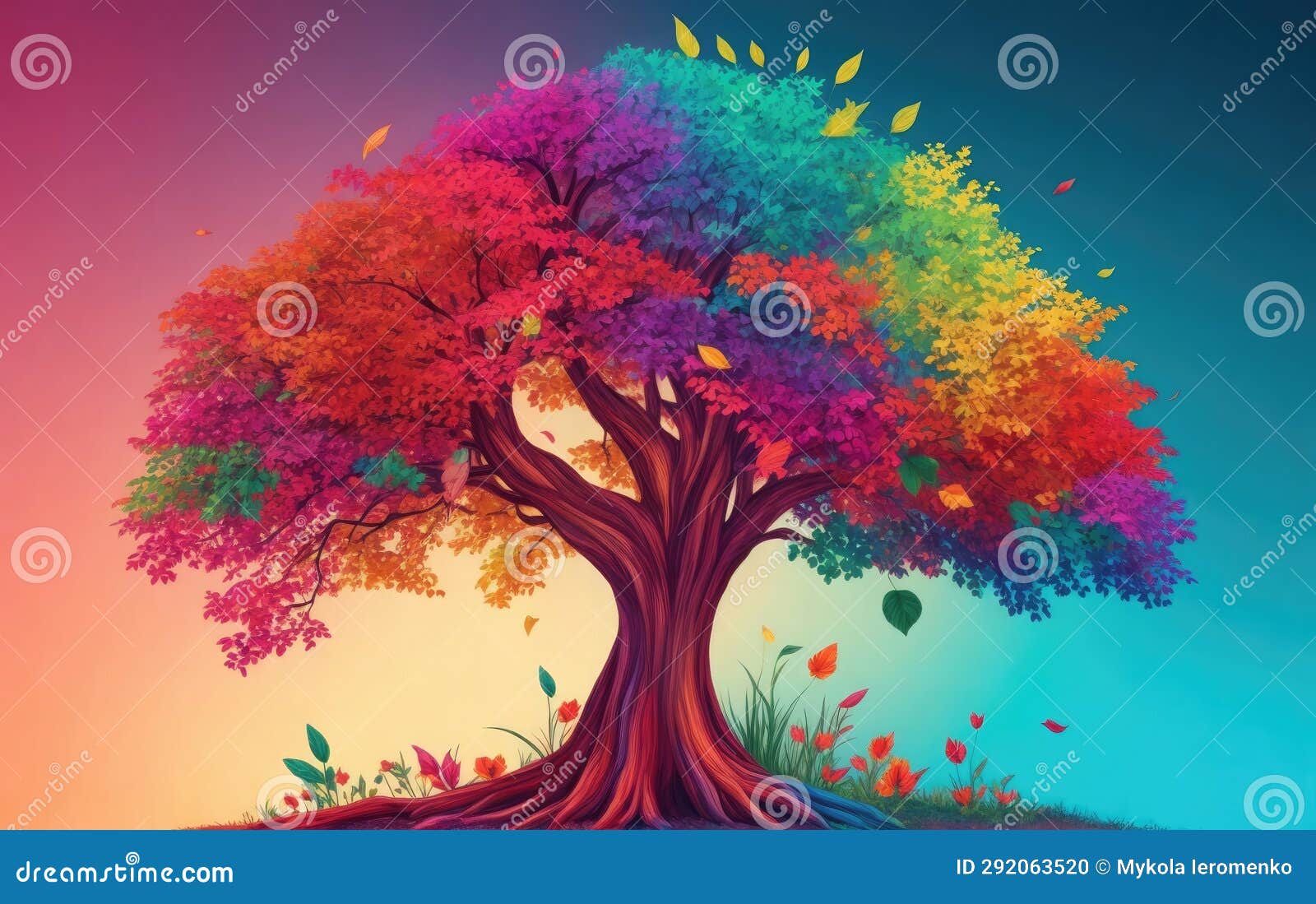 Beautiful Illustration of an Autumn Tree on a Clean Background Stock ...