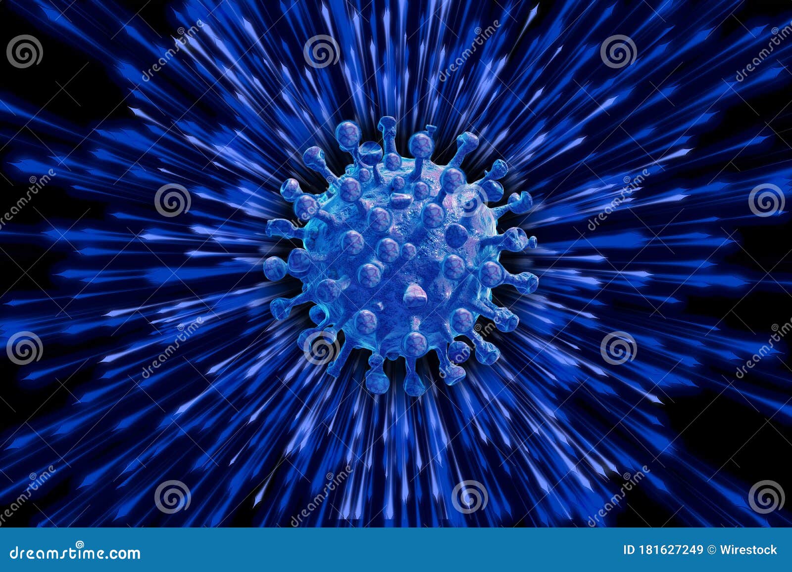 Beautiful Illustration of a Blue Coronavirus Microbe Stock Illustration ...
